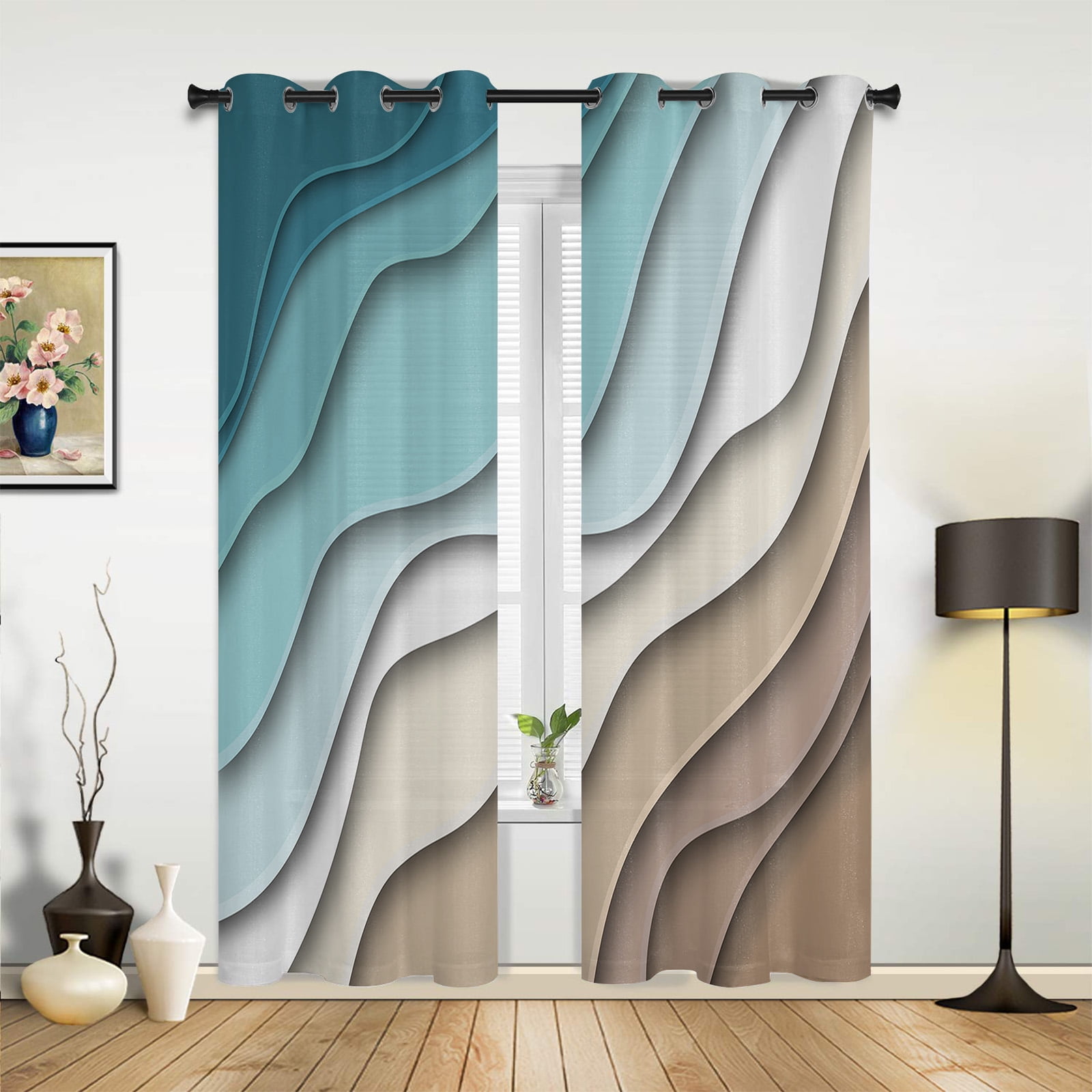 2 Panels Sage Green Gray Gradient Curtains for Bedroom Living Room ...