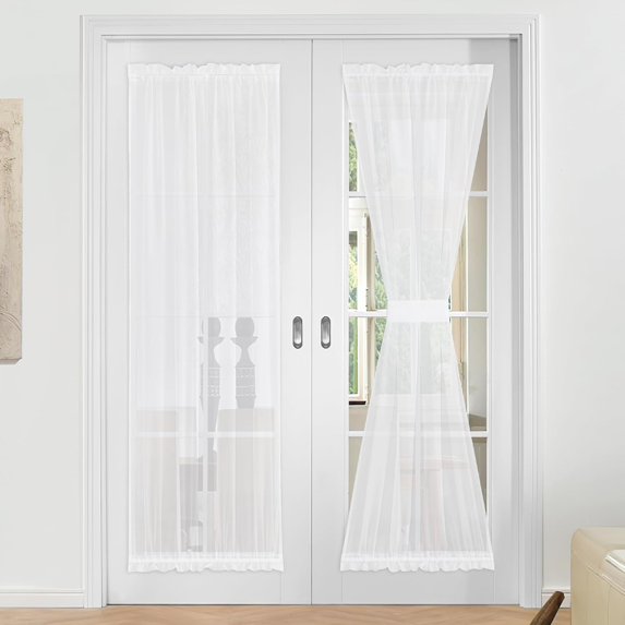 2 Panels Semitransparent Sheer Curtain Panels Privacy Protection Sheer ...