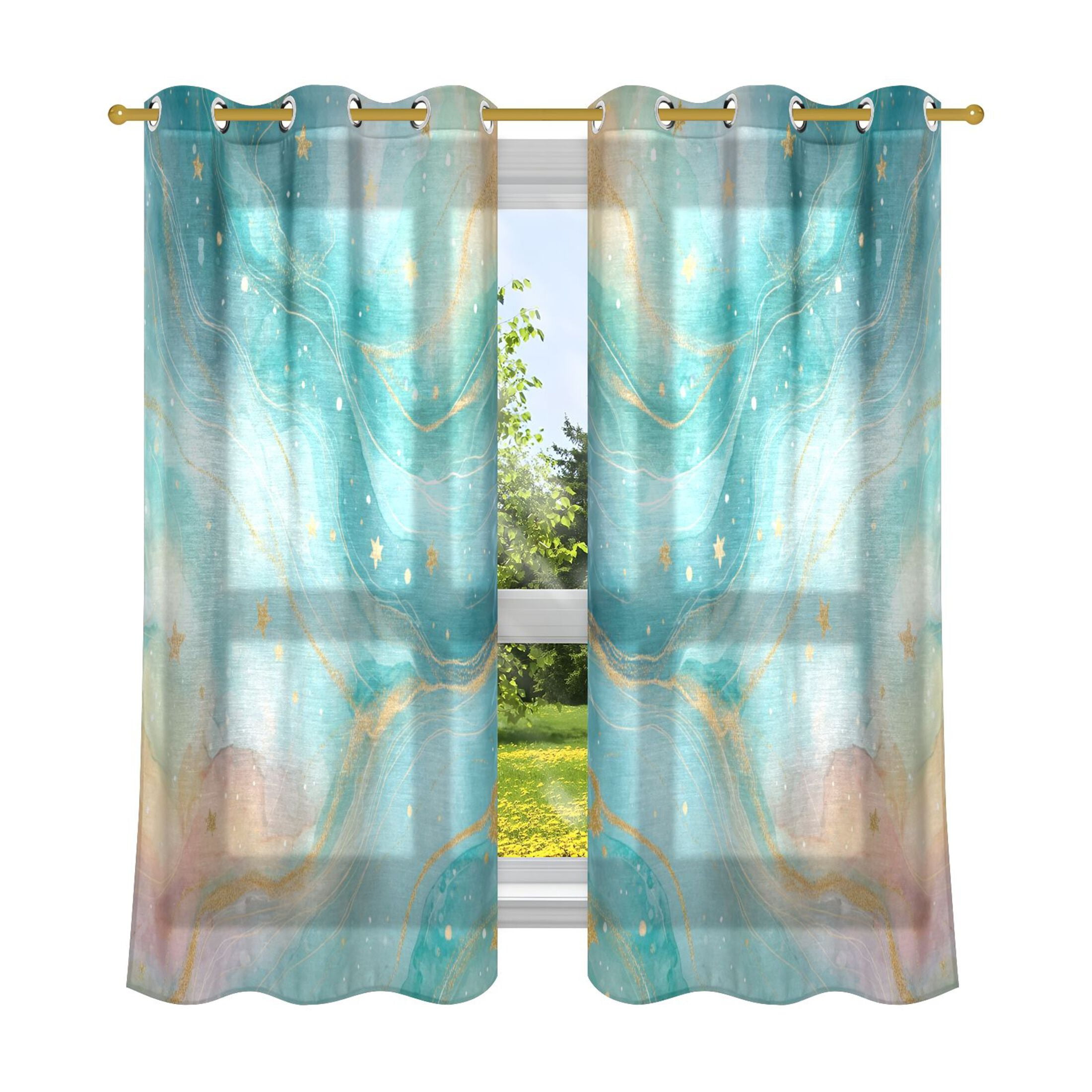 2 Panels Set Blackout Curtains Thermal Insulated Sun Protection Room ...