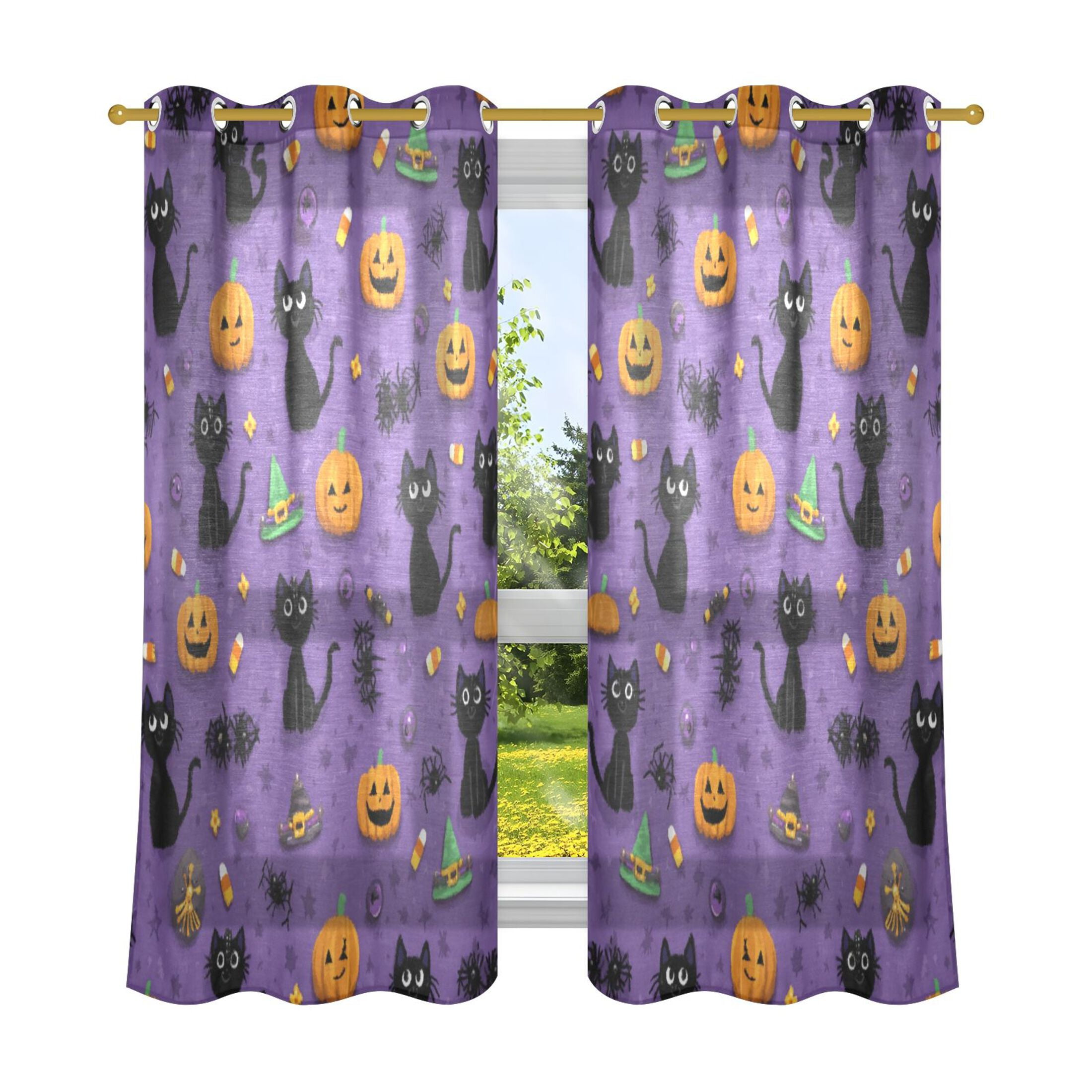 2 Panels Set Blackout Curtains Thermal Insulated Sun Protection Room ...