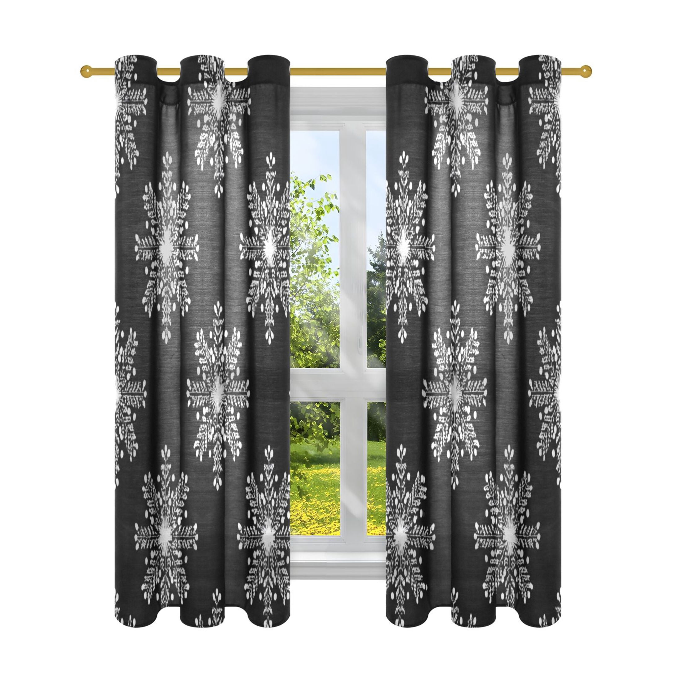 2 Panels Set Blackout Curtains Thermal Insulated Sun Protection Room ...