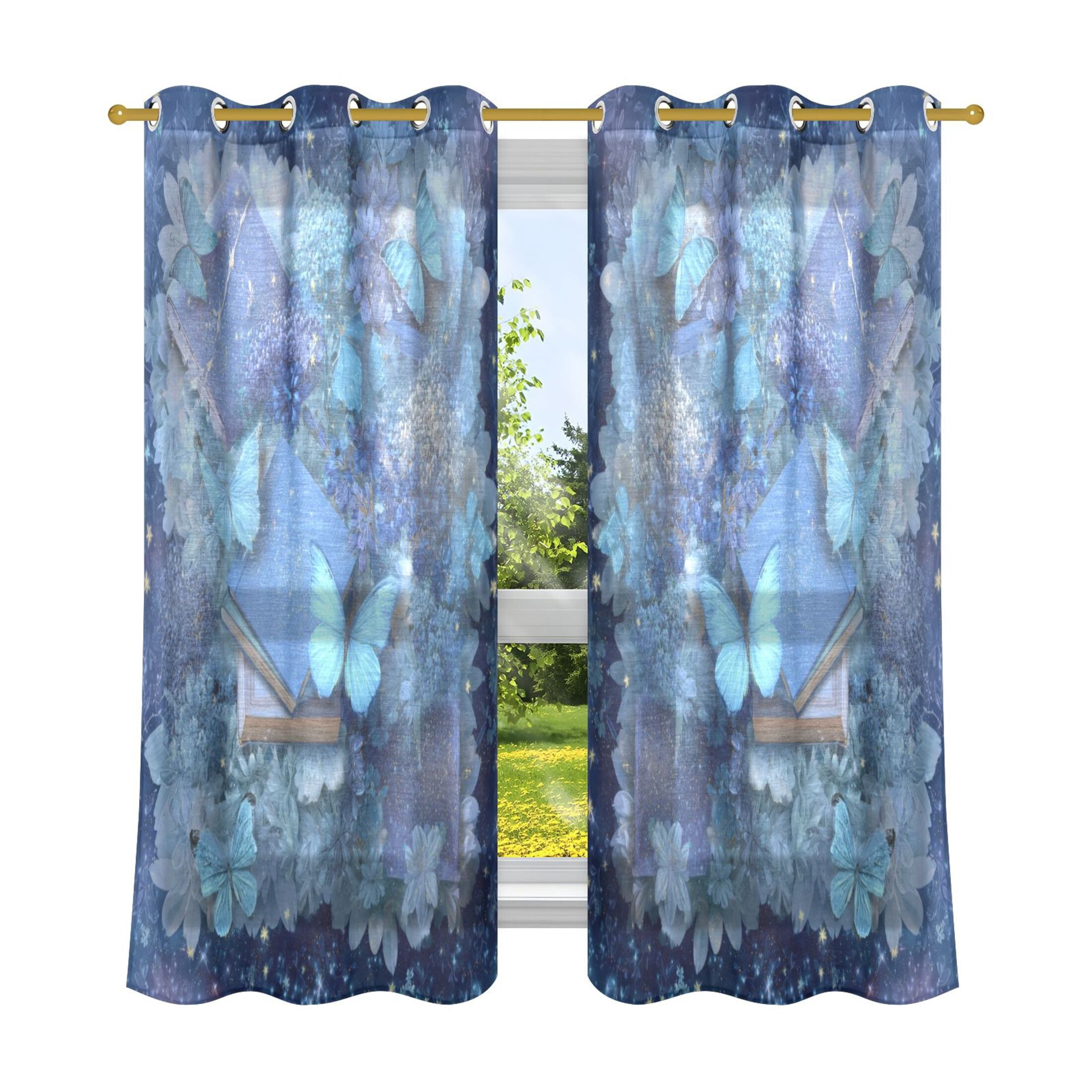 2 Panels Set Blackout Curtains Thermal Insulated Sun Protection Room ...