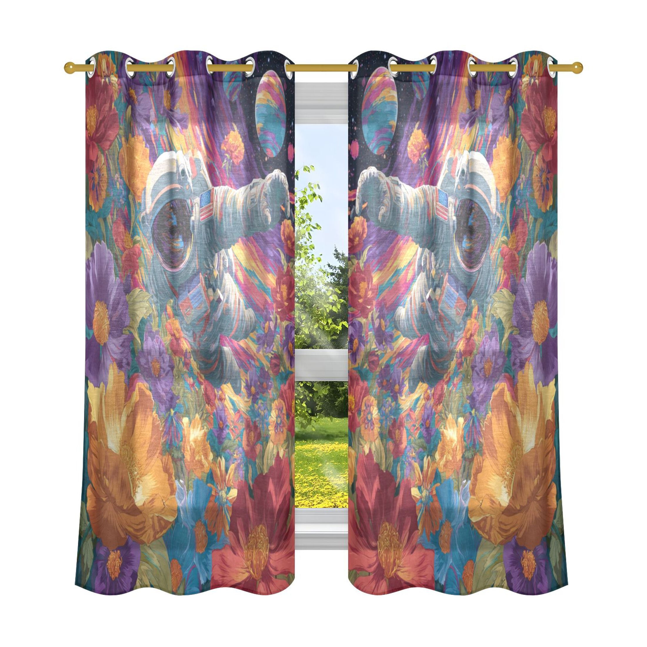 2 Panels Set Blackout Curtains Thermal Insulated Sun Protection Room ...