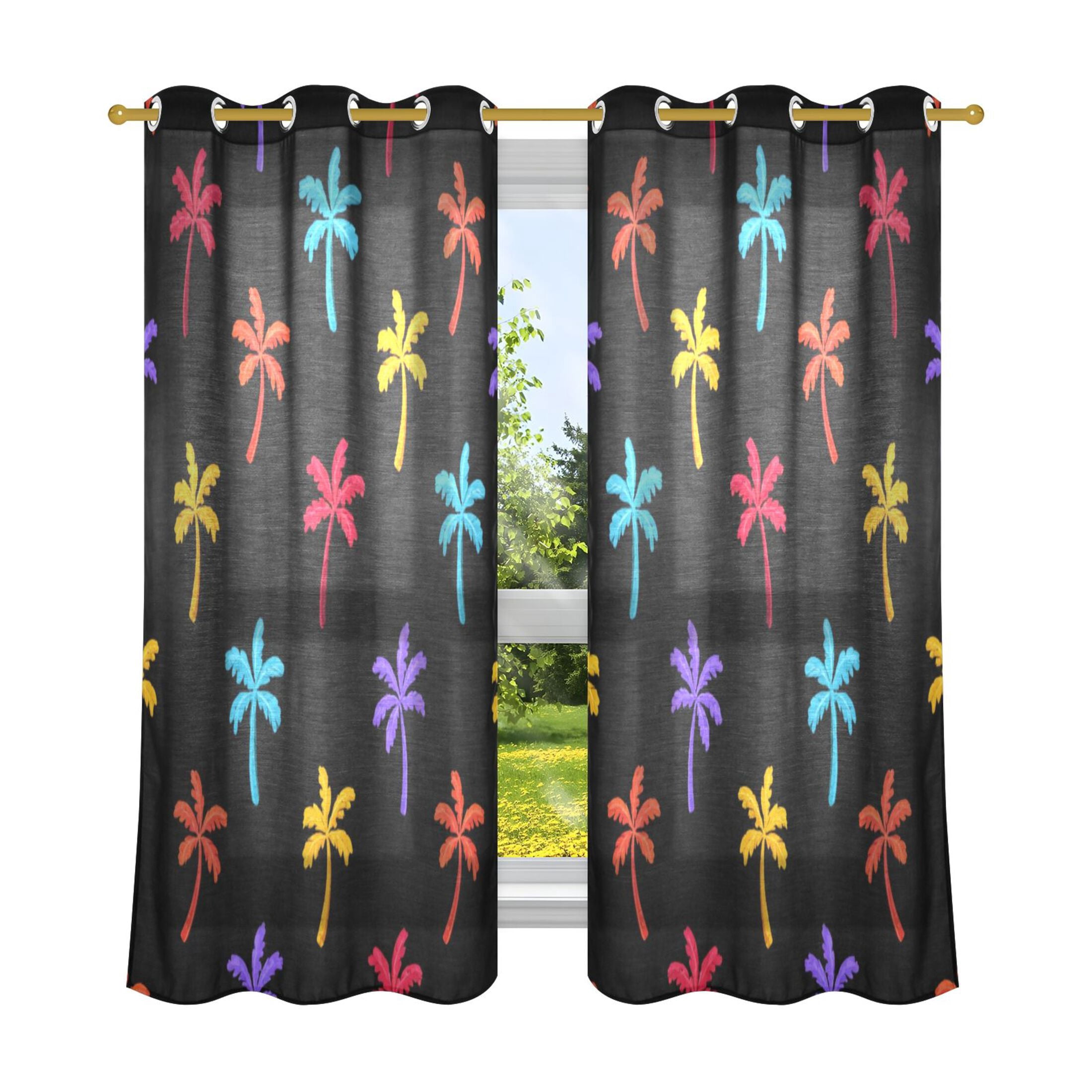 2 Panels Set Blackout Curtains Thermal Insulated Sun Protection Room ...