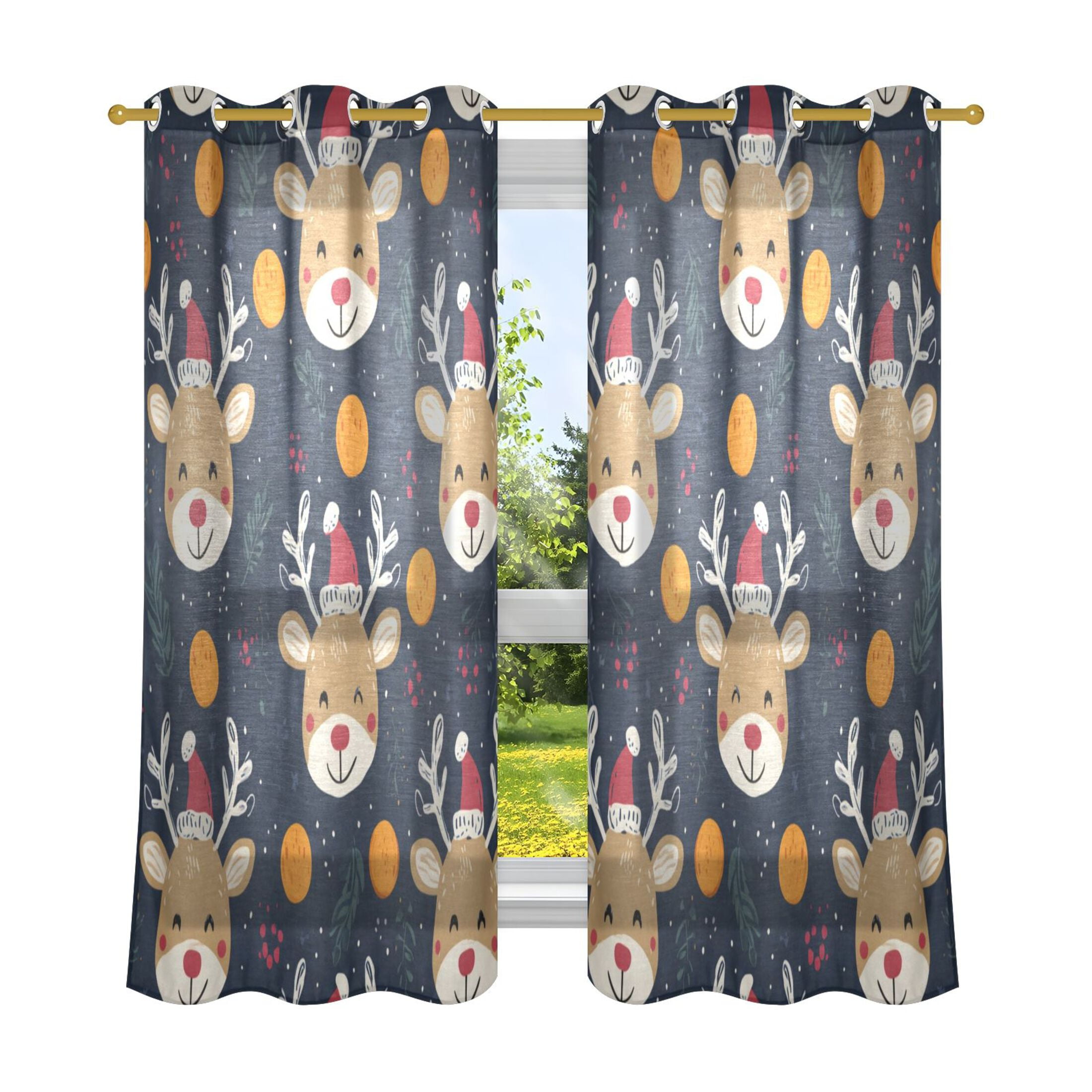 2 Panels Set Blackout Curtains Thermal Insulated Sun Protection Room ...