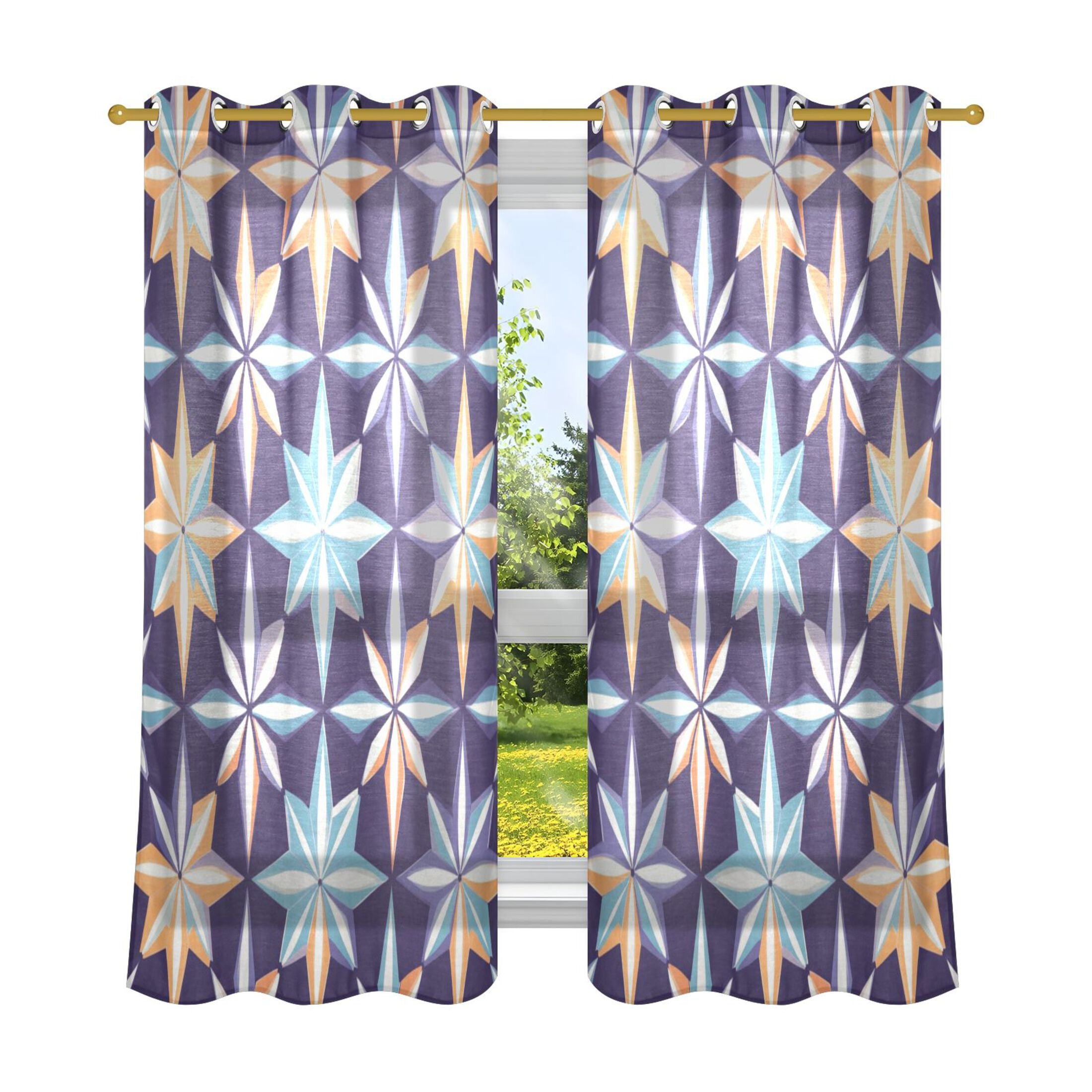 2 Panels Set Blackout Curtains Thermal Insulated Sun Protection Room ...
