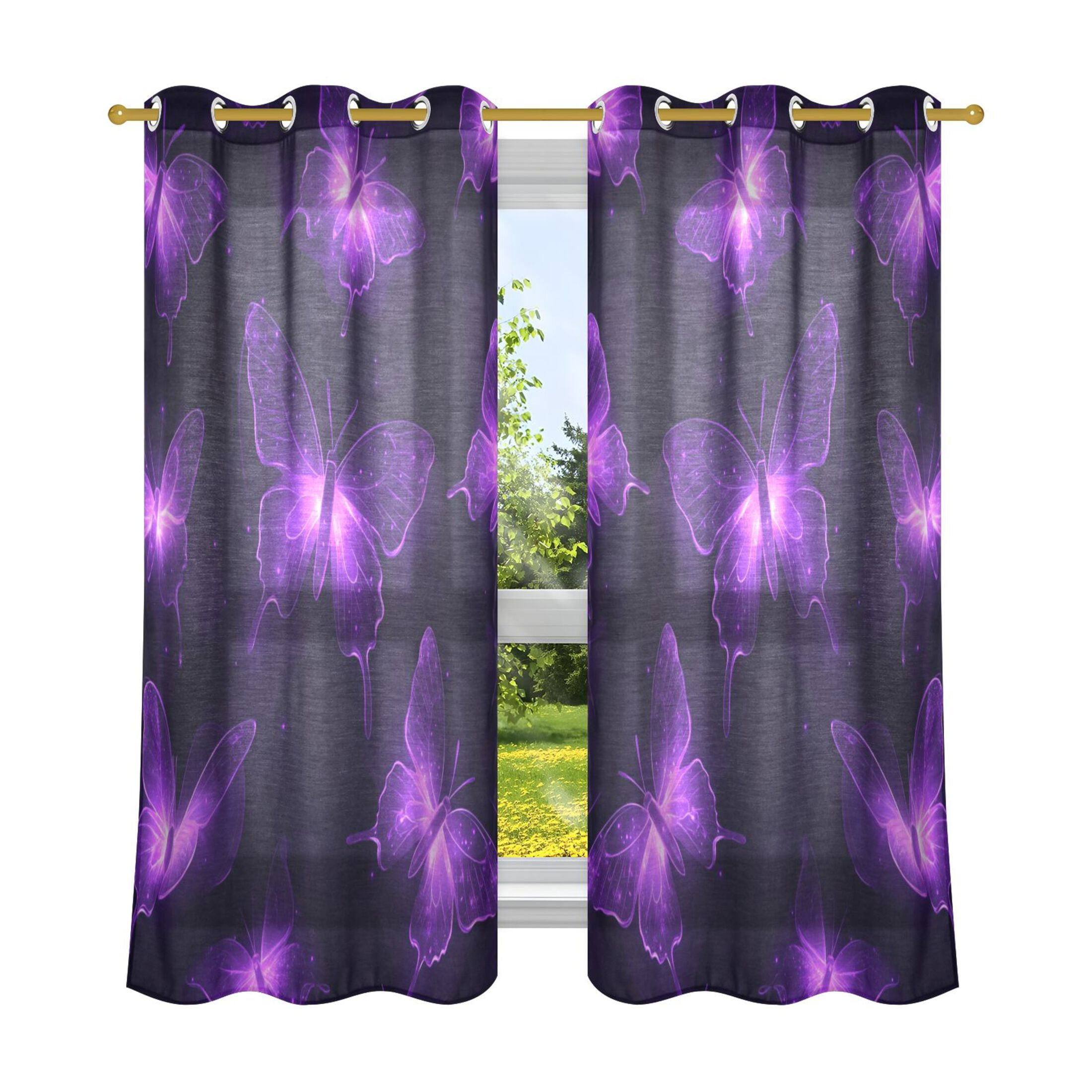 2 Panels Set Blackout Curtains Thermal Insulated Sun Protection Room ...