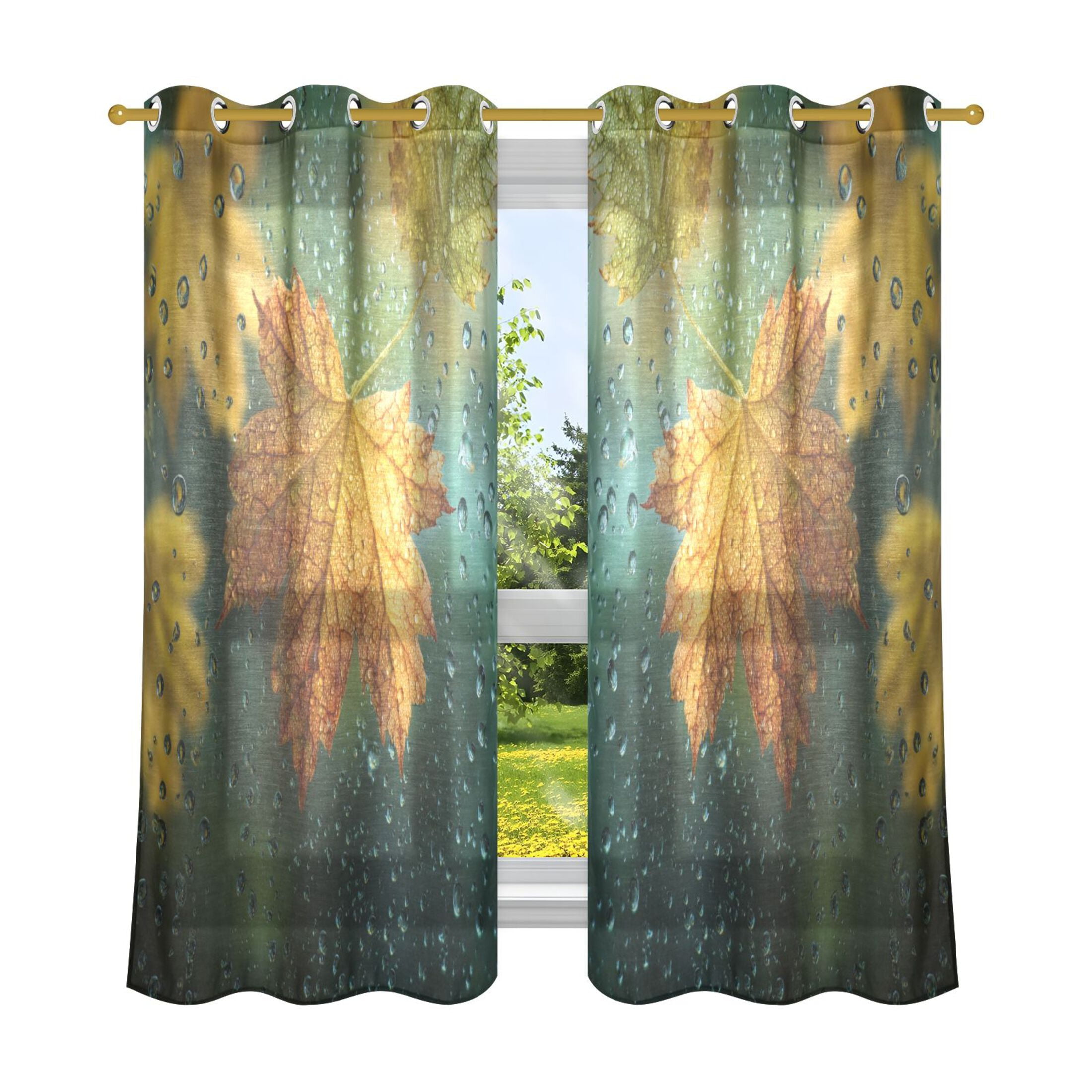 2 Panels Set Blackout Curtains Thermal Insulated Sun Protection Room ...