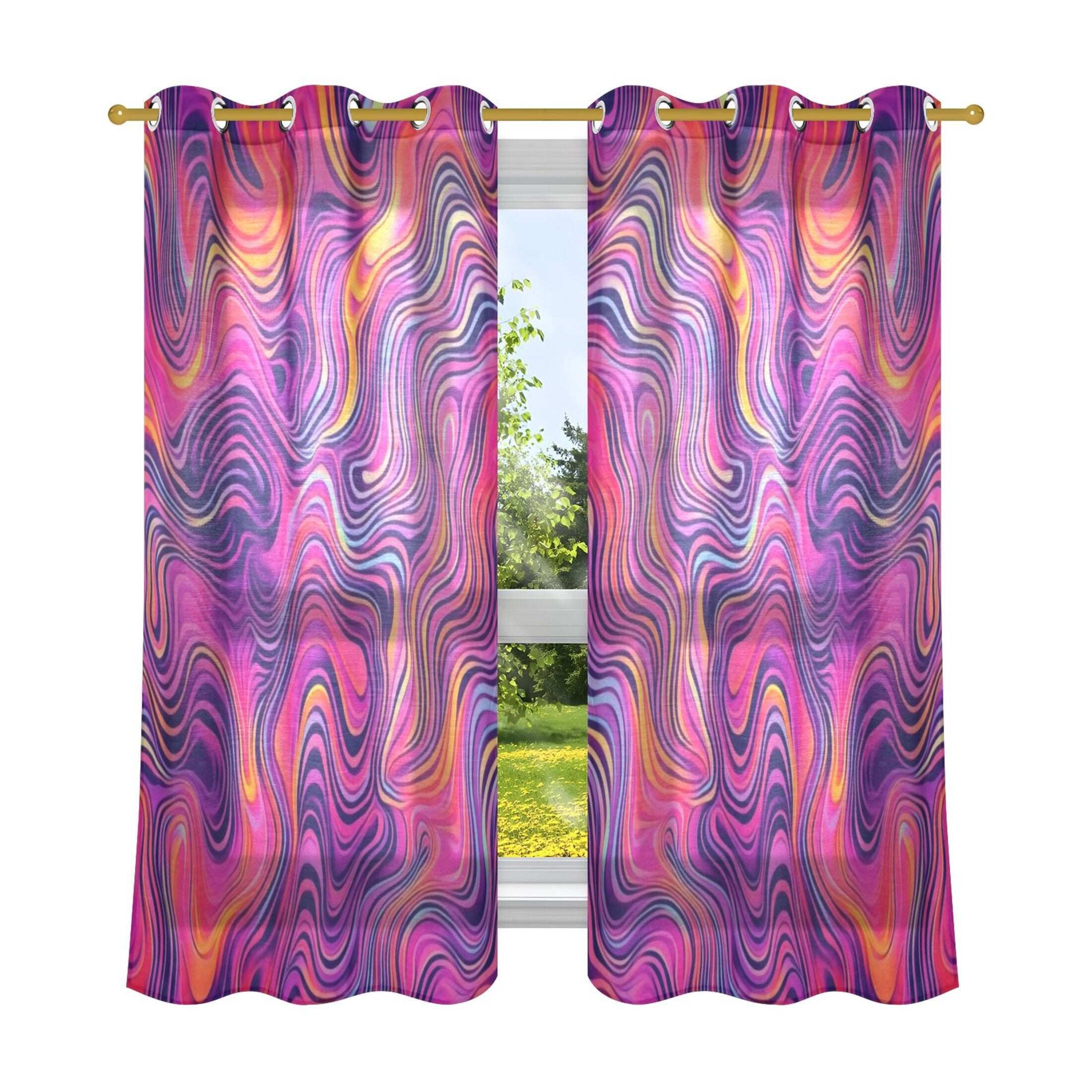 2 Panels Set Blackout Curtains Thermal Insulated Sun Protection Room ...