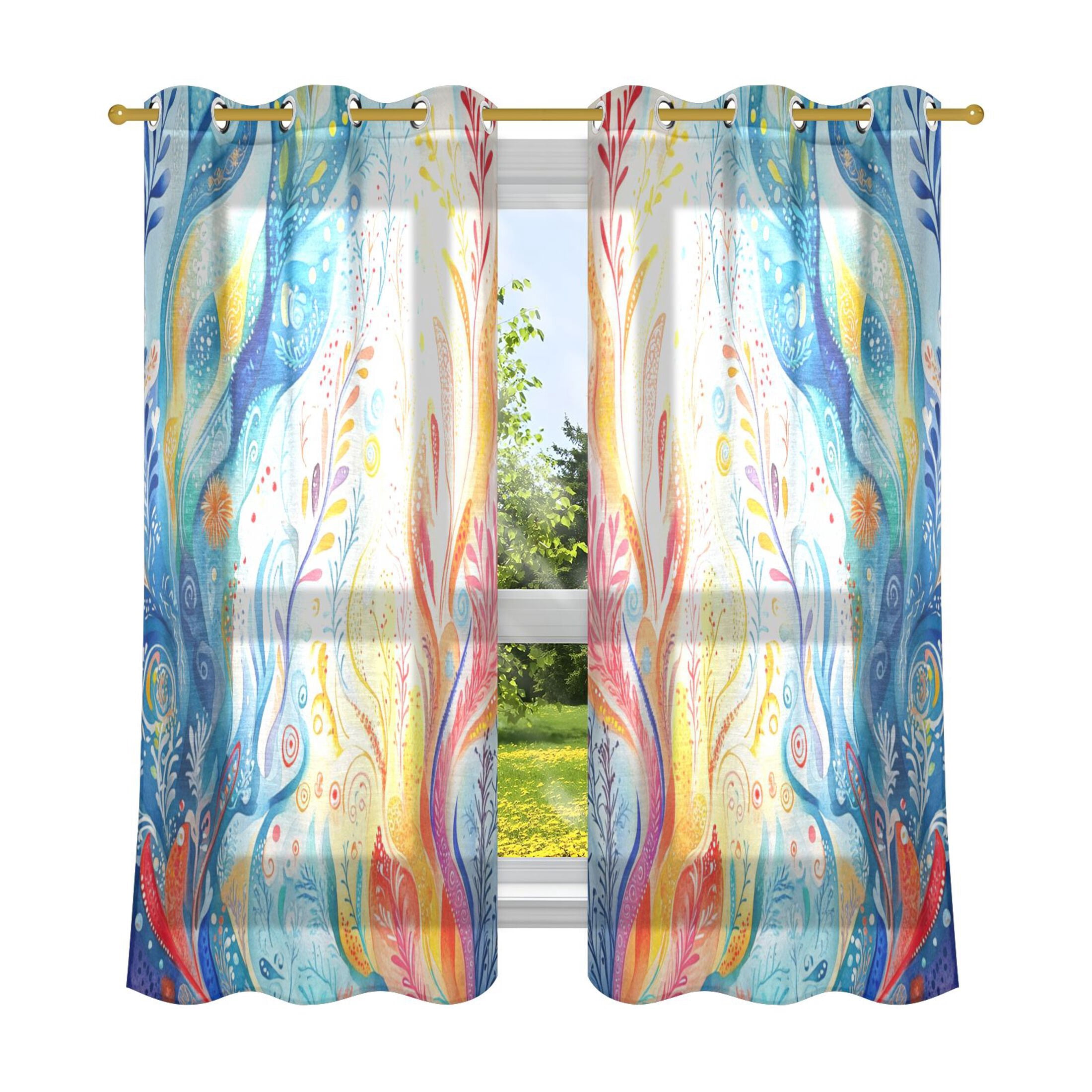 2 Panels Set Blackout Curtains Thermal Insulated Sun Protection Room ...