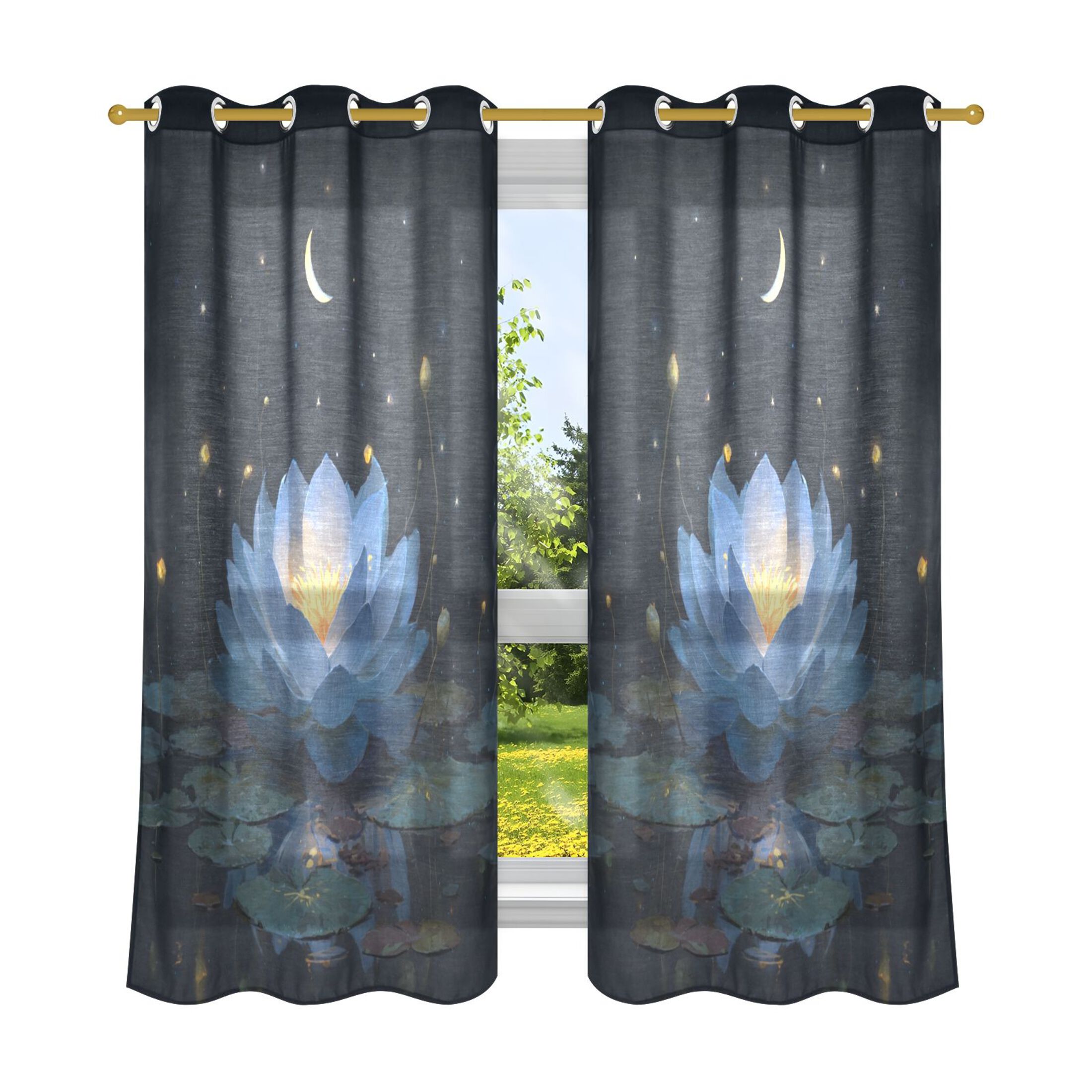 2 Panels Set Blackout Curtains Thermal Insulated Sun Protection Room ...