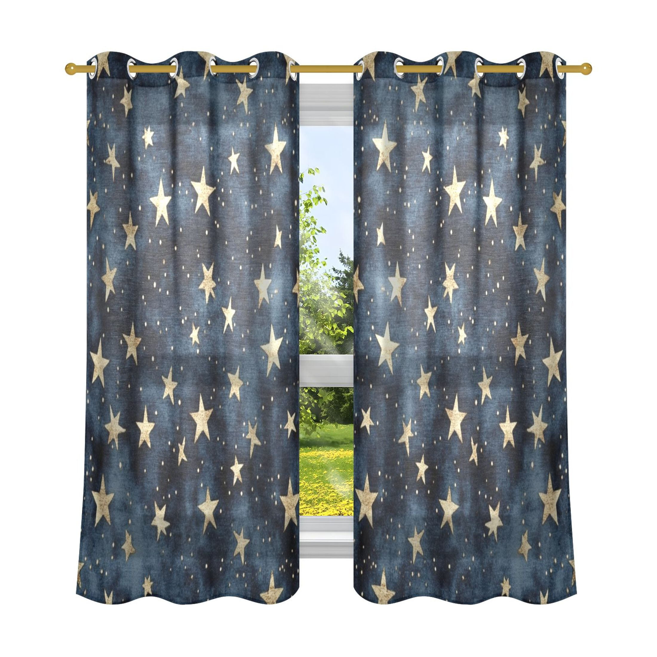 2 Panels Set Blackout Curtains Thermal Insulated Sun Protection Room ...