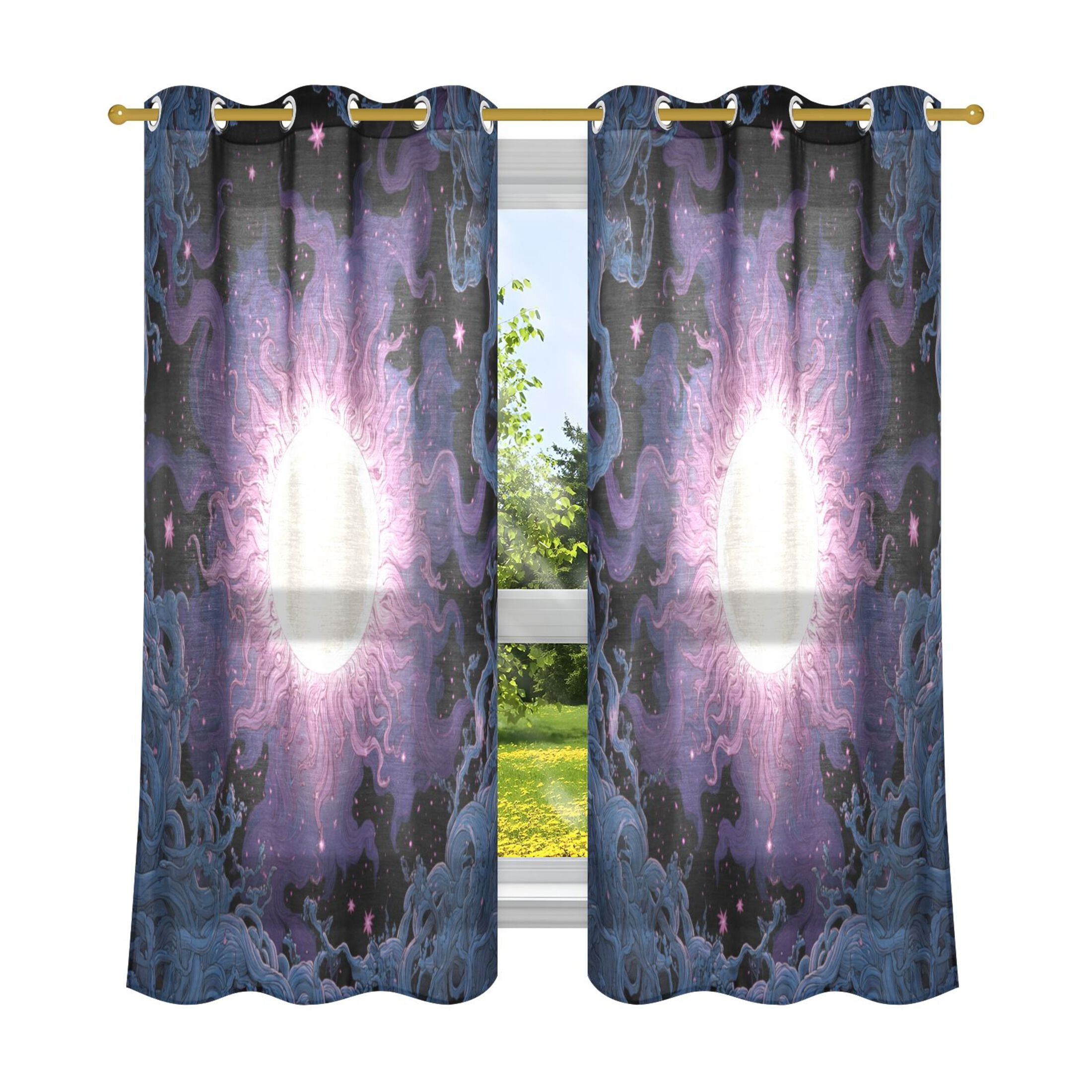 2 Panels Set Blackout Curtains Thermal Insulated Sun Protection Room ...