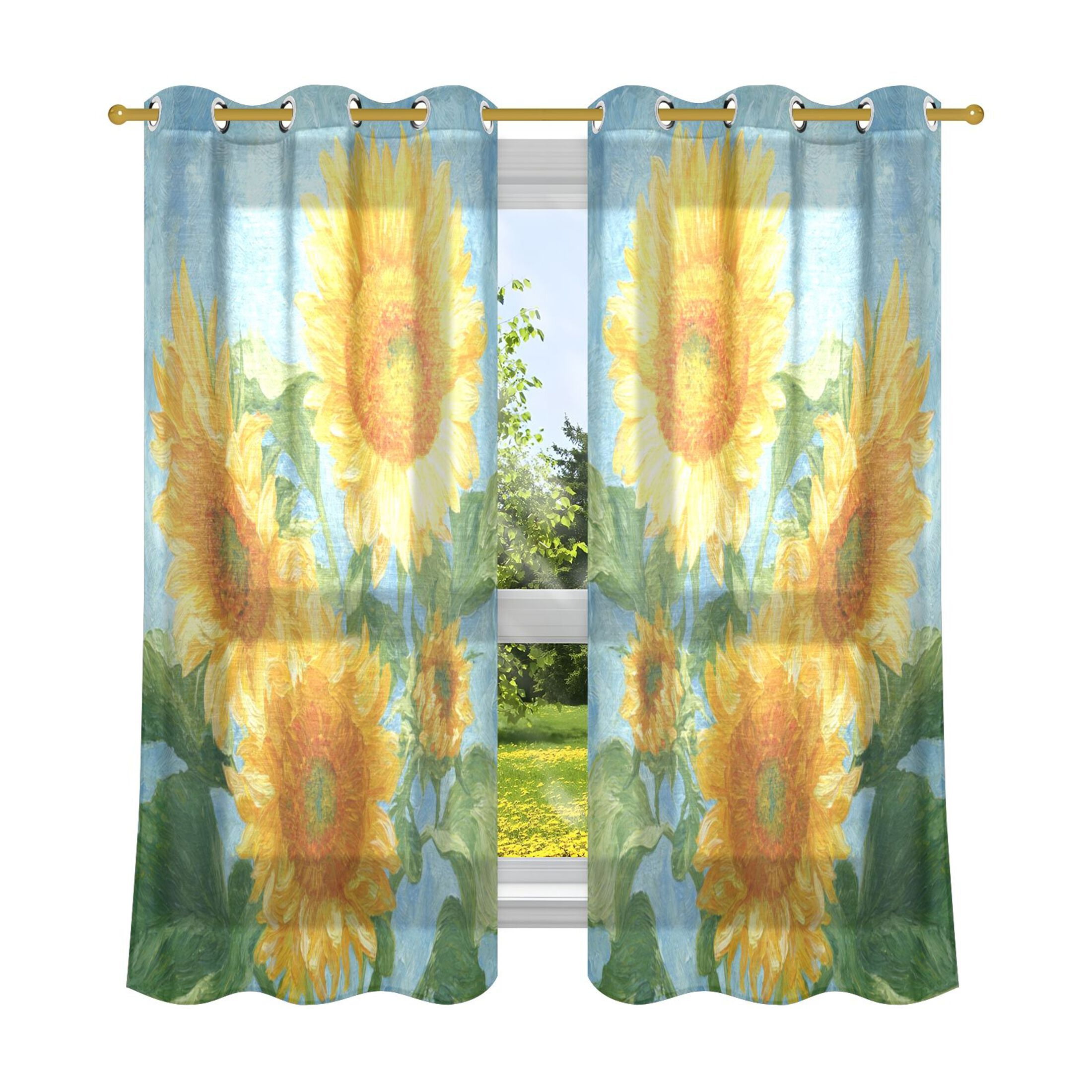 2 Panels Set Blackout Curtains Thermal Insulated Sun Protection Room ...