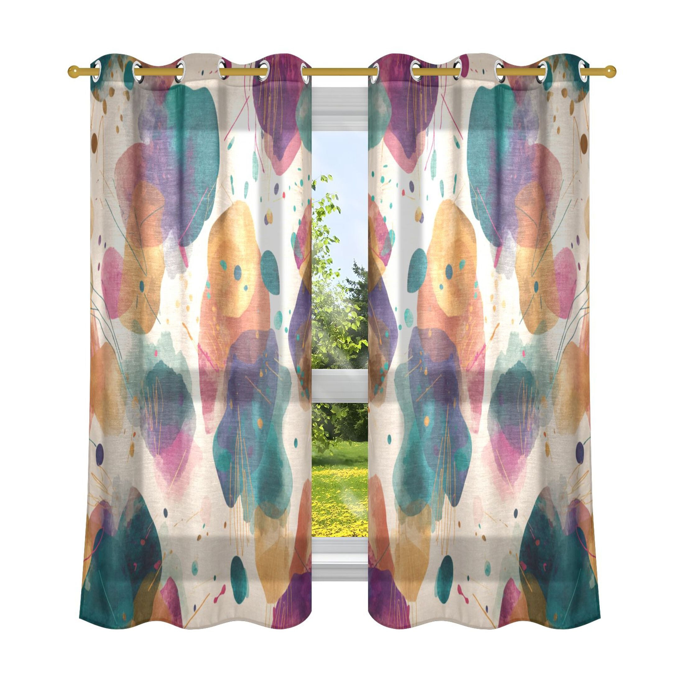 2 Panels Set Blackout Curtains Thermal Insulated Sun Protection Room ...