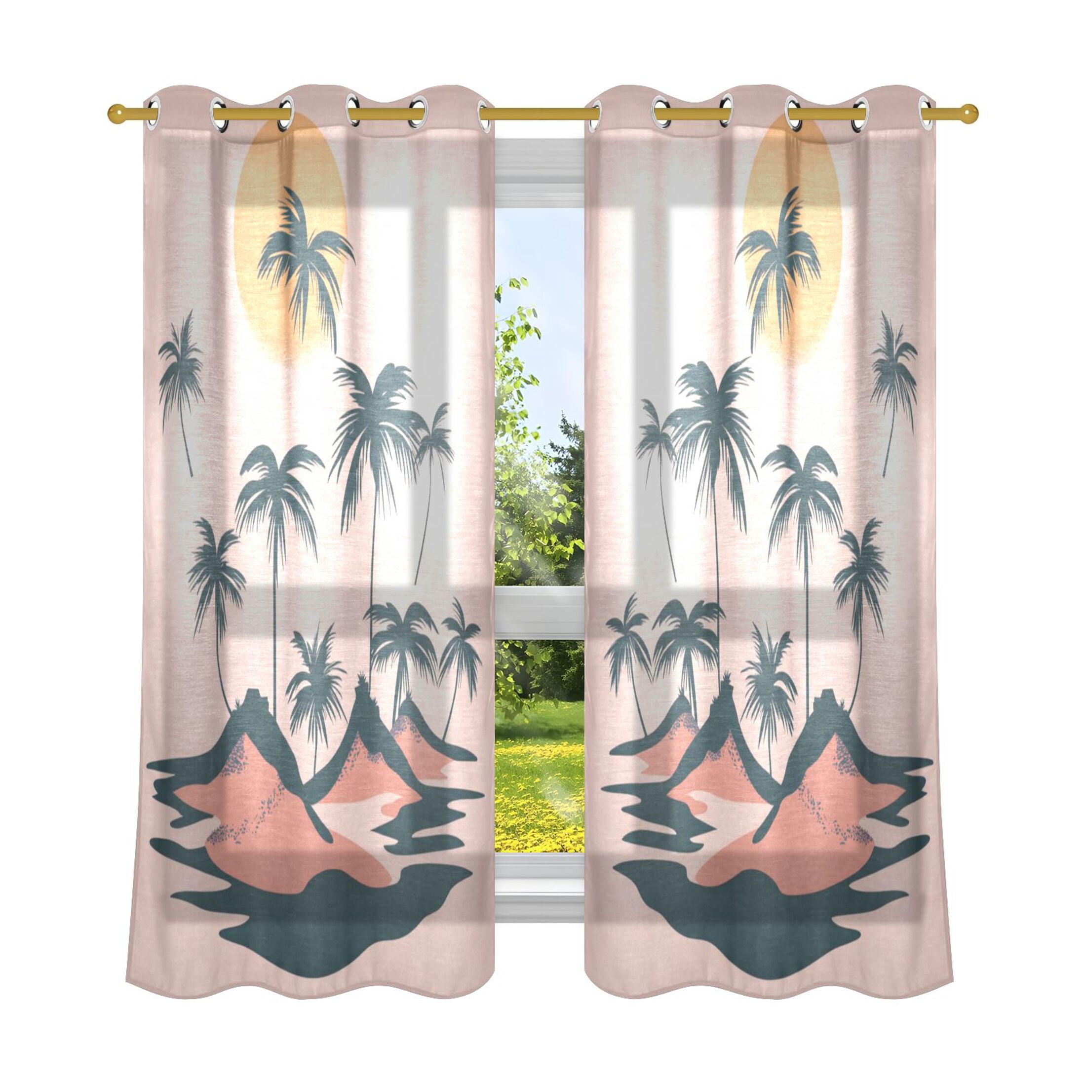 2 Panels Set Blackout Curtains Thermal Insulated Sun Protection Room ...