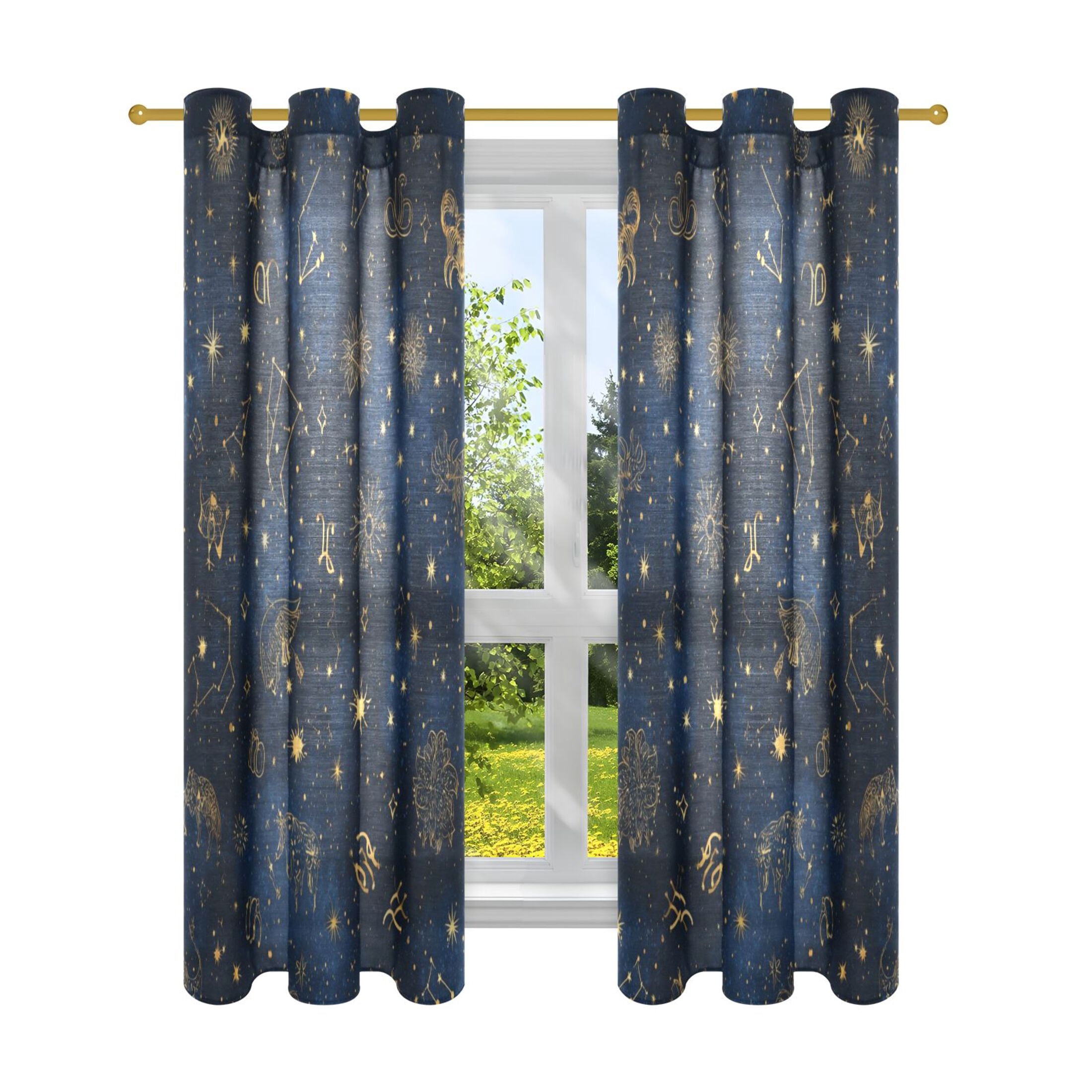 2 Panels Set Blackout Curtains Thermal Insulated Sun Protection Room ...