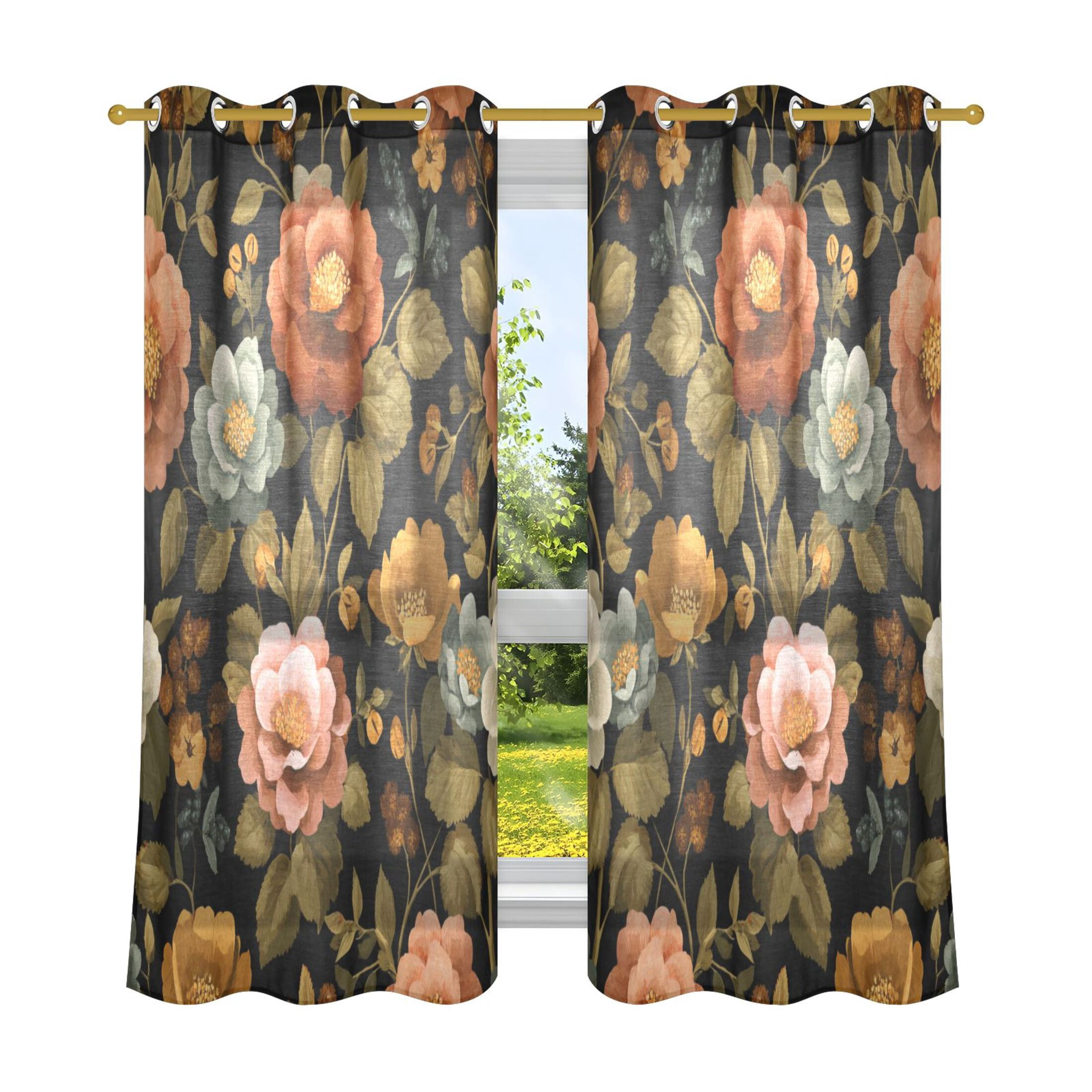 2 Panels Set Blackout Curtains Thermal Insulated Sun Protection Room ...
