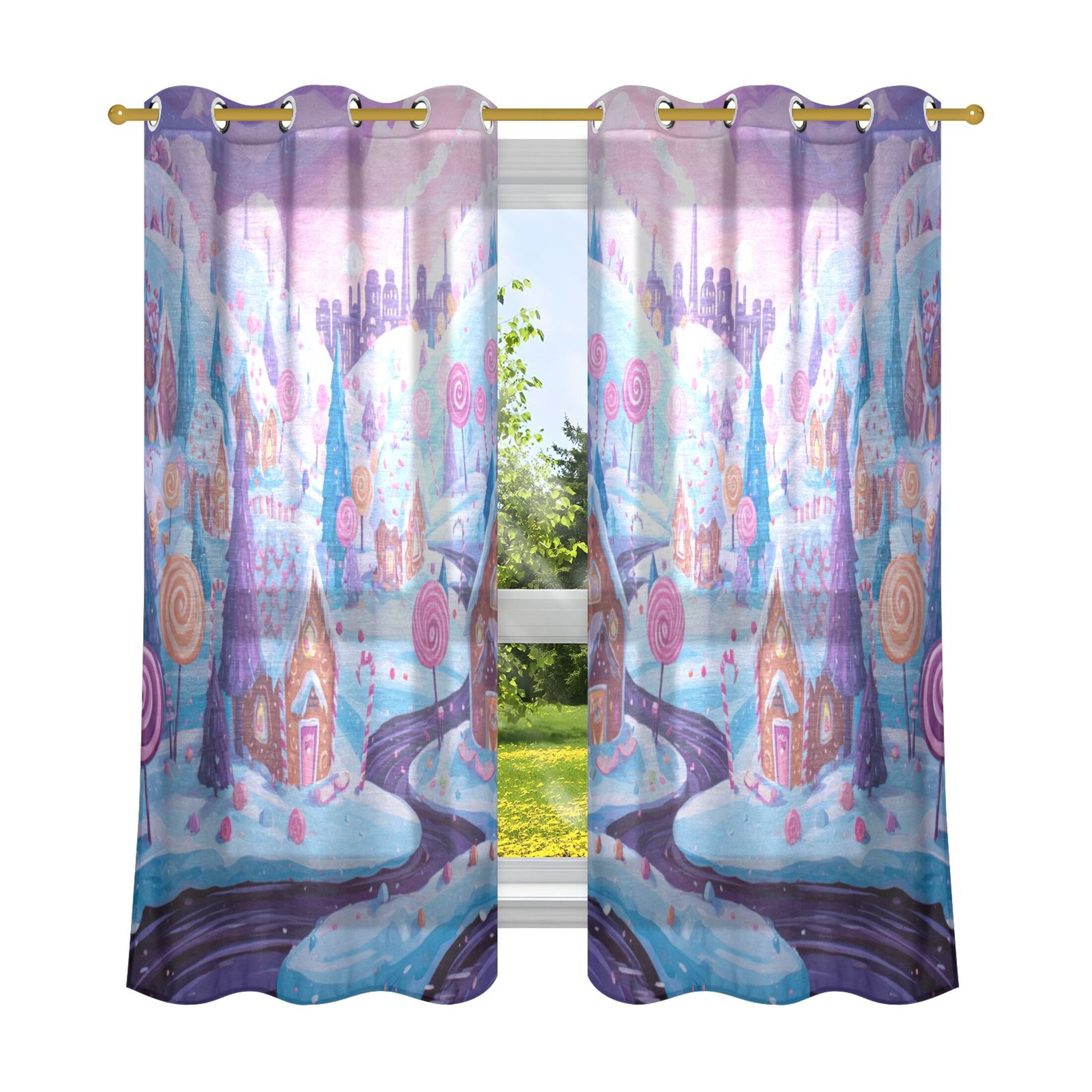 2 Panels Set Blackout Curtains Thermal Insulated Sun Protection Room ...