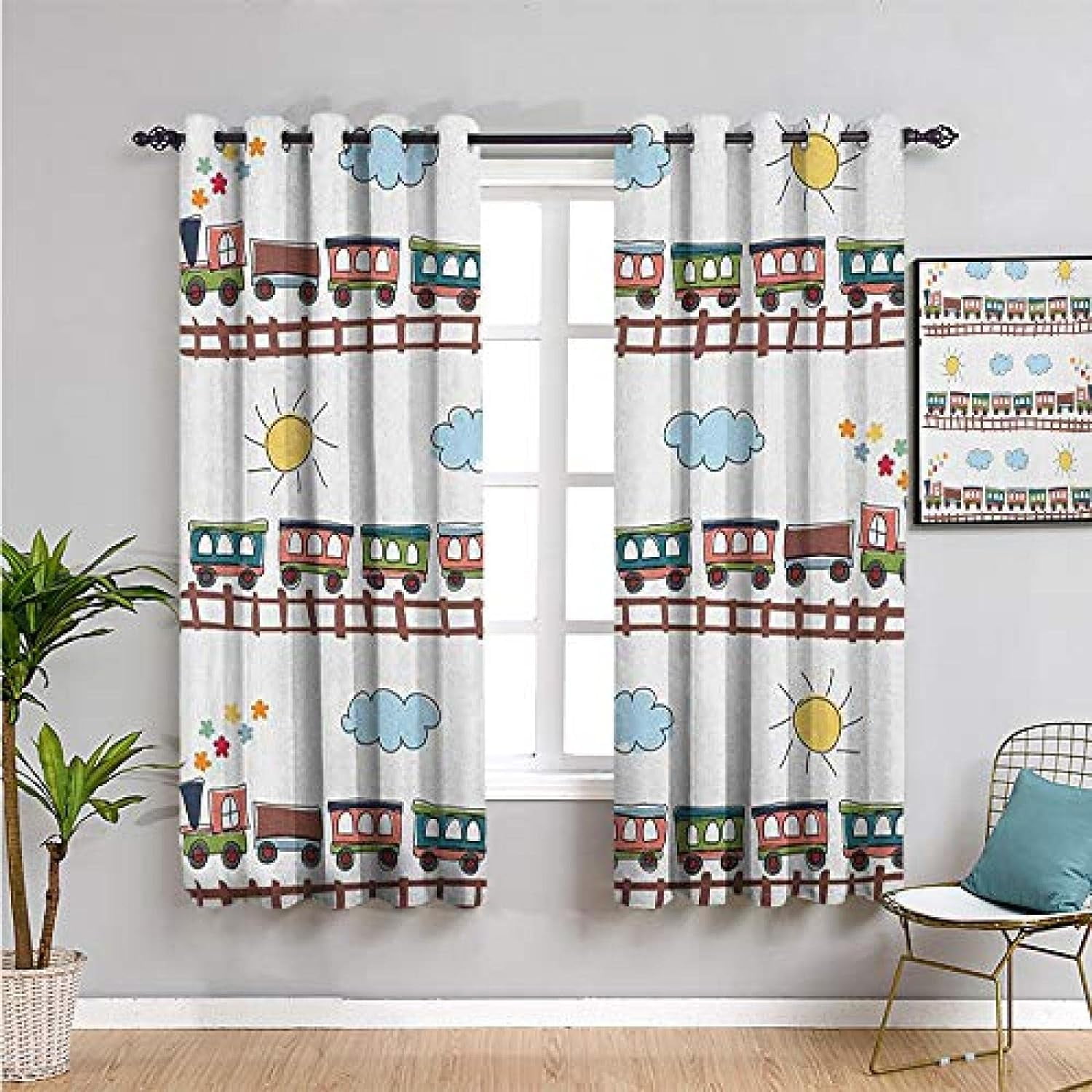 2 Panels Set Polyester Blackout Window Curtain,Decorative Soundproof ...