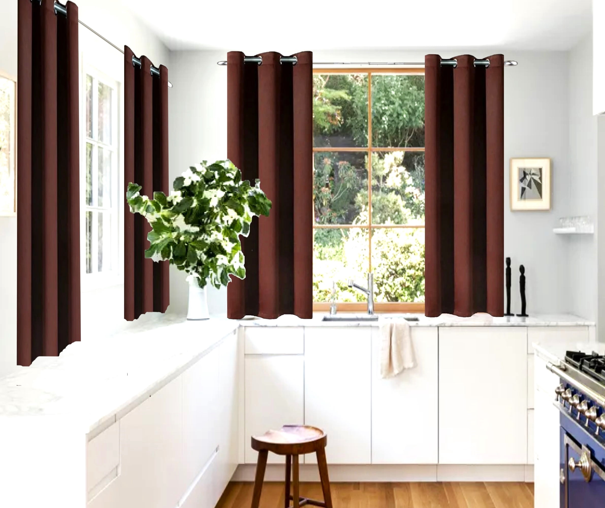 2 Panels Set Thermal Insulated Window Curtain Blackout Drapes for ...