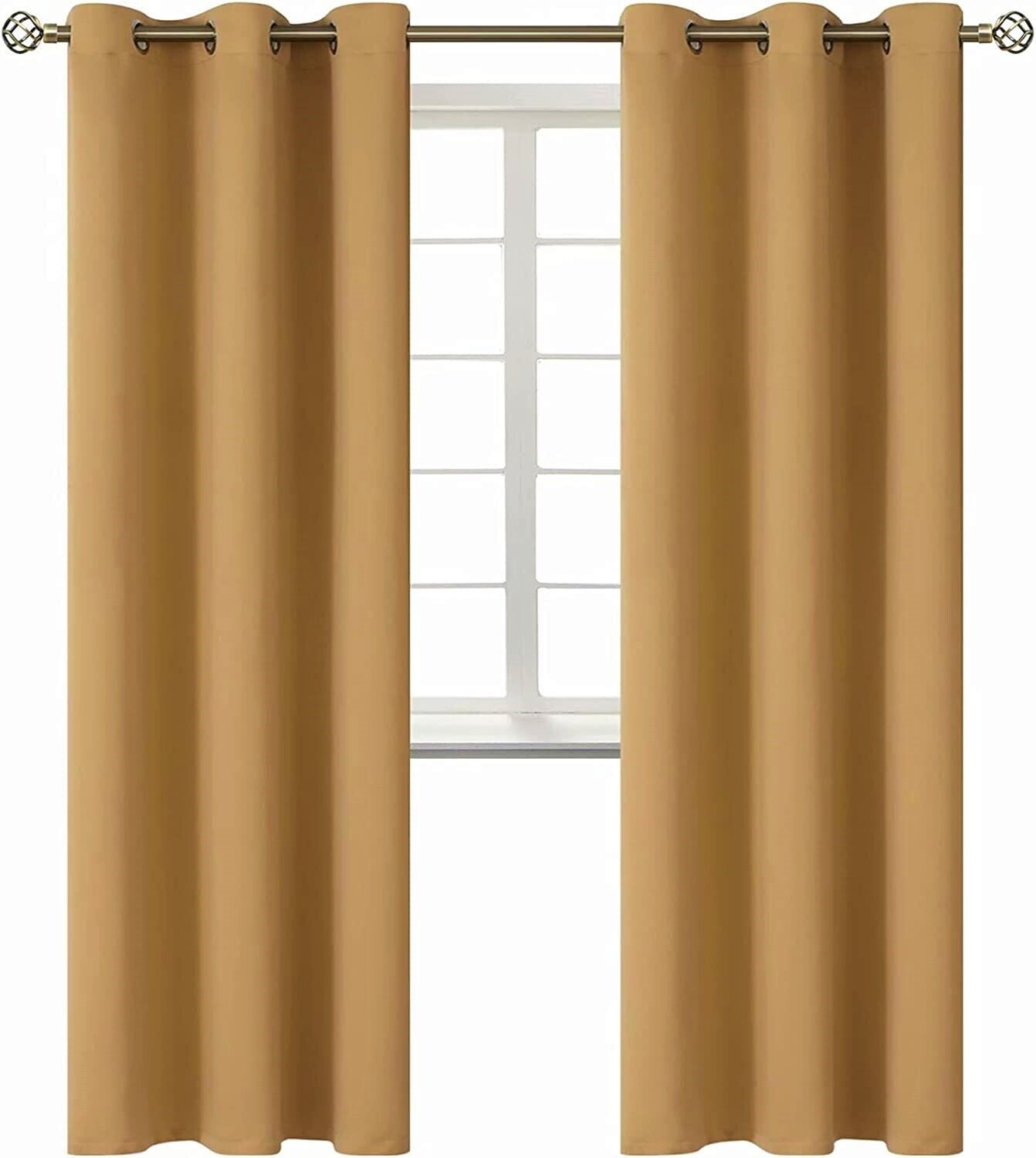2 Panels Set Thermal Insulated Window Curtain Blackout Drapes for ...