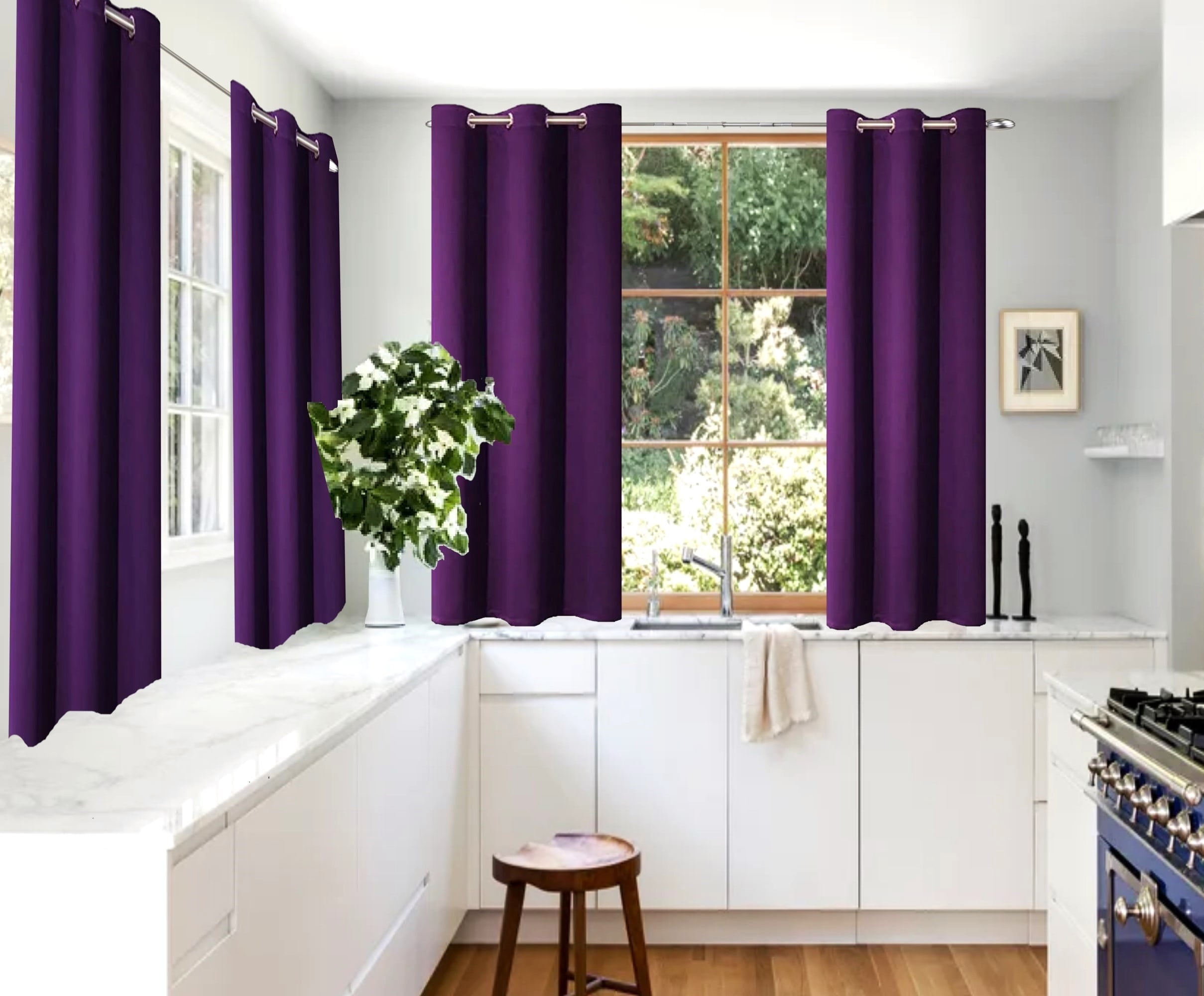 2 Panels Set Thermal Insulated Window Curtain Blackout Drapes for ...