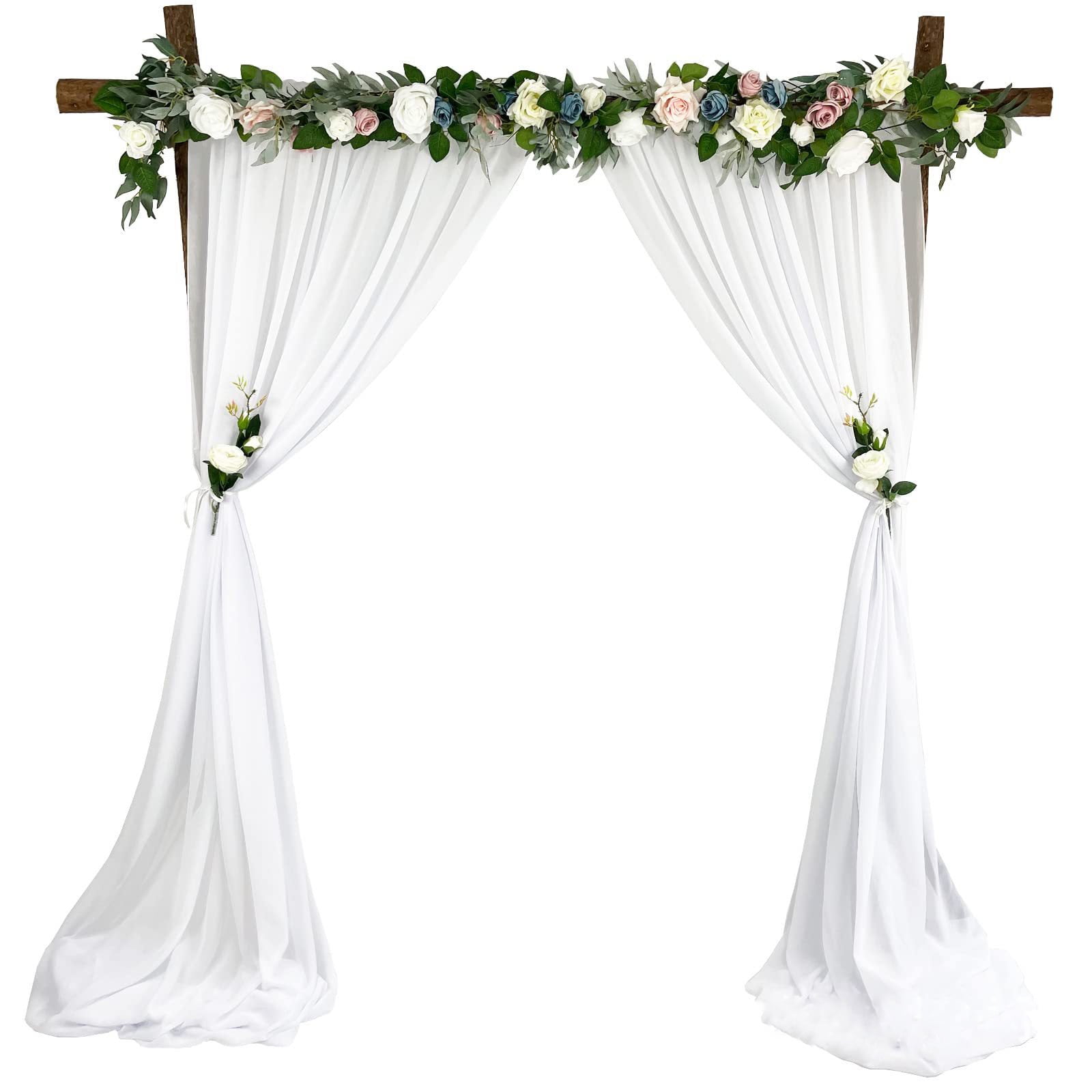 2 Panels Sheer Chiffon Backdrop Curtains, 4.9ft x 9.8ft Chiffon Fabric ...