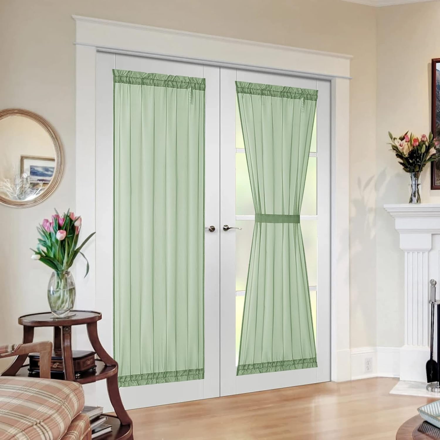 2 Panels Sidelight Curtains for French Door Sheer Panels Light ...