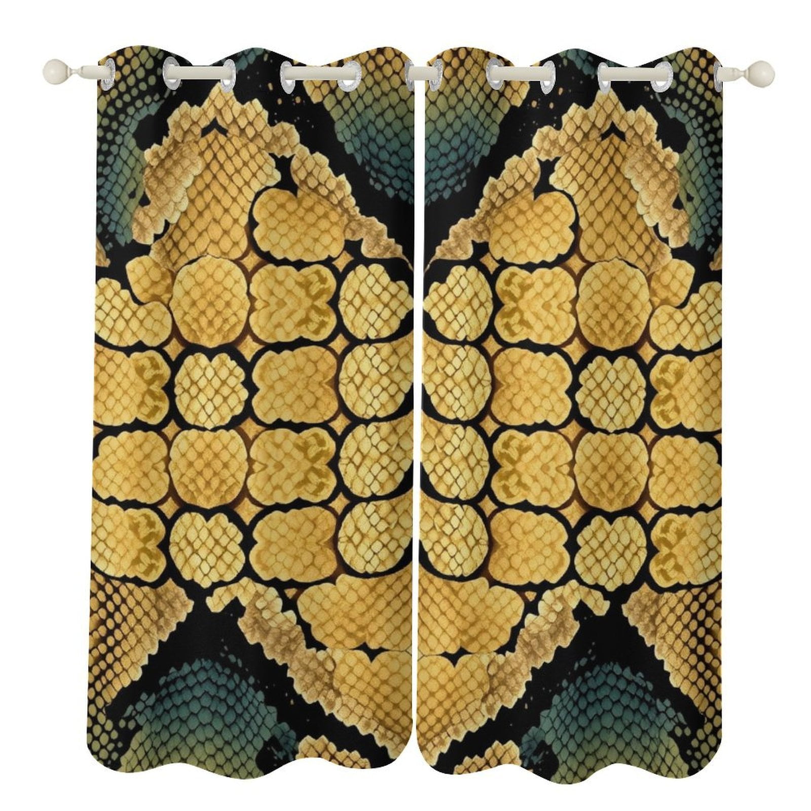 2 Panels Snake Skin Pattern Curtains for Bedroom Living Room Drapes ...