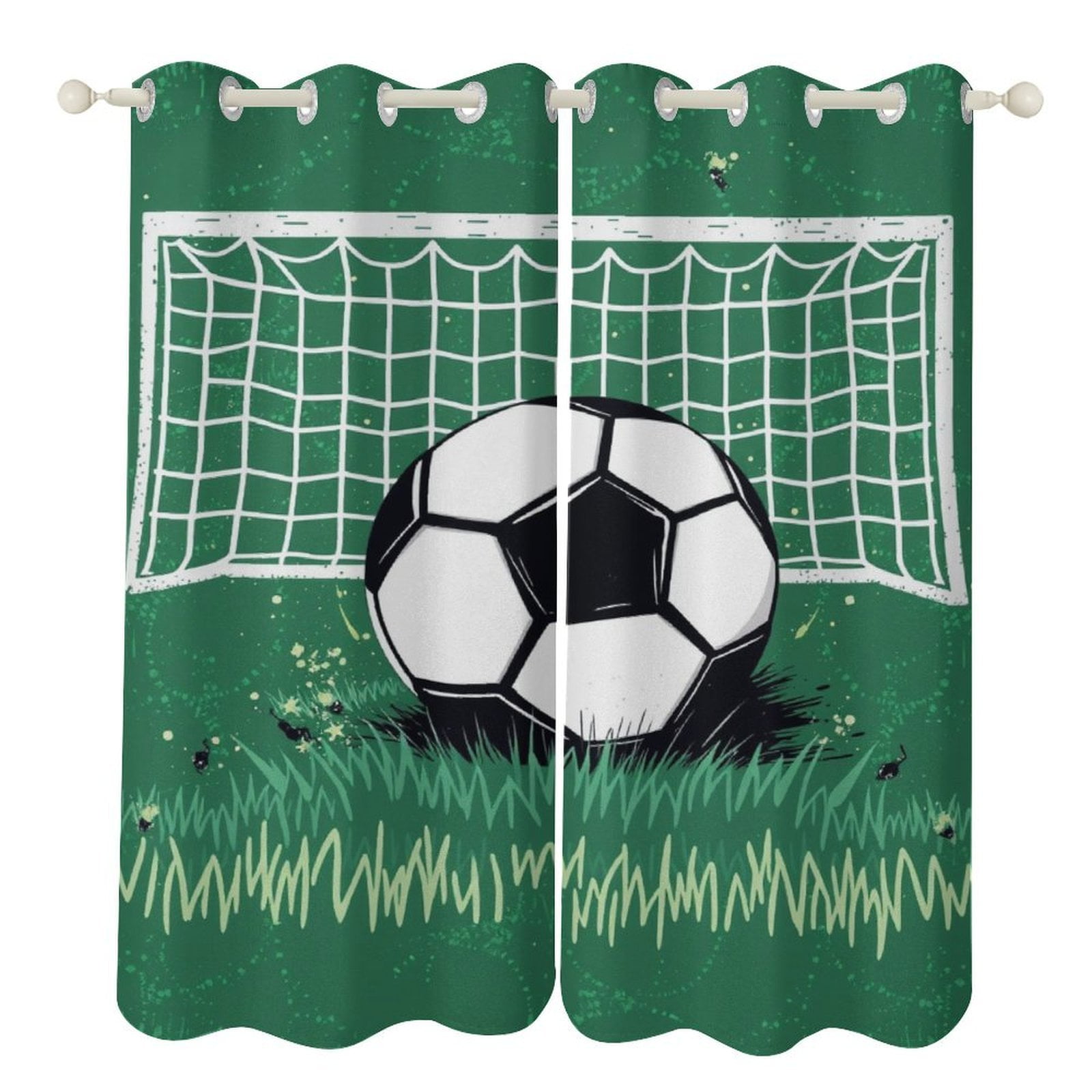 2 Panels Soccer Ball Goal Net Curtains for Bedroom Living Room Drapes ...