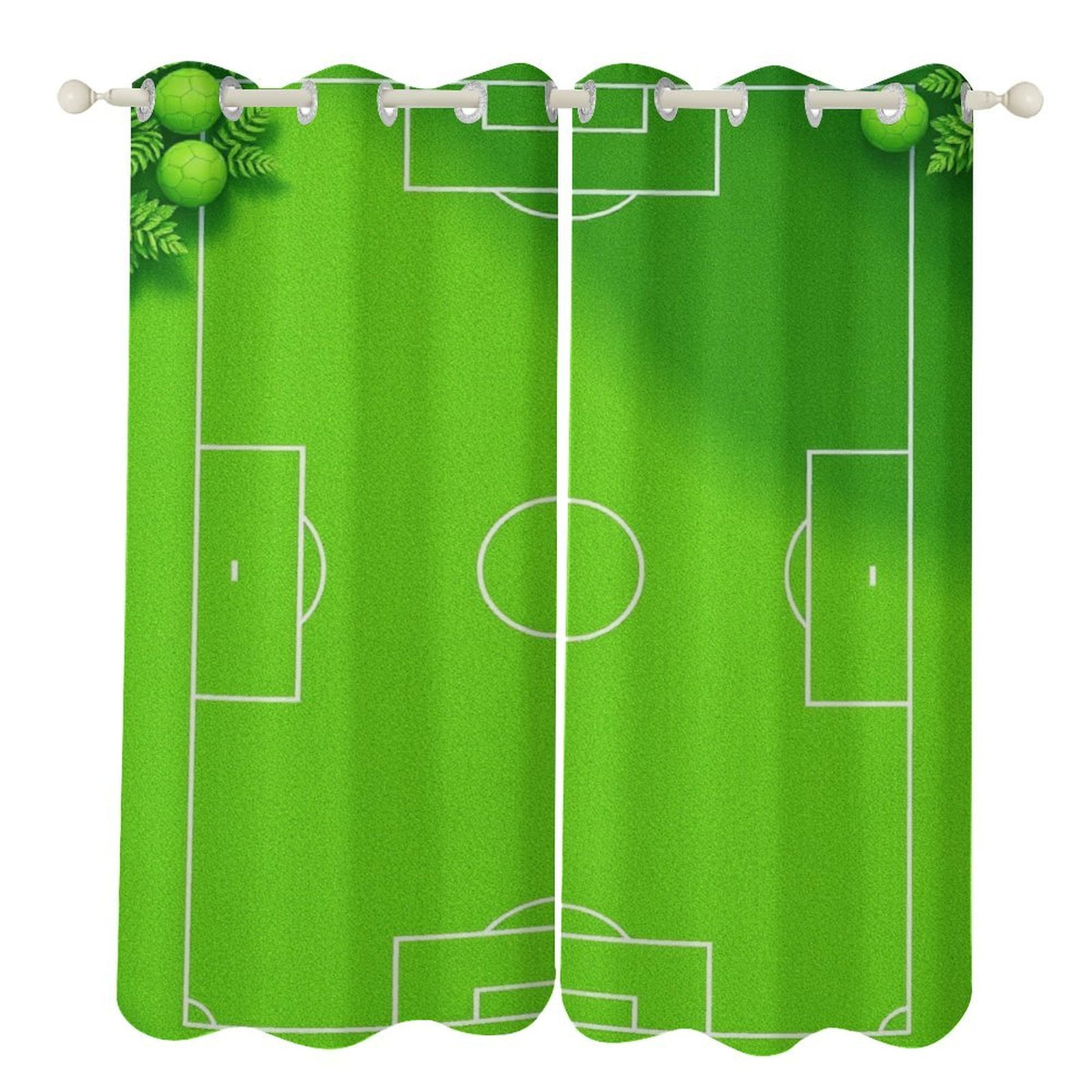 2 Panels Soccer Field Green Grass Curtains for Bedroom Living Room ...