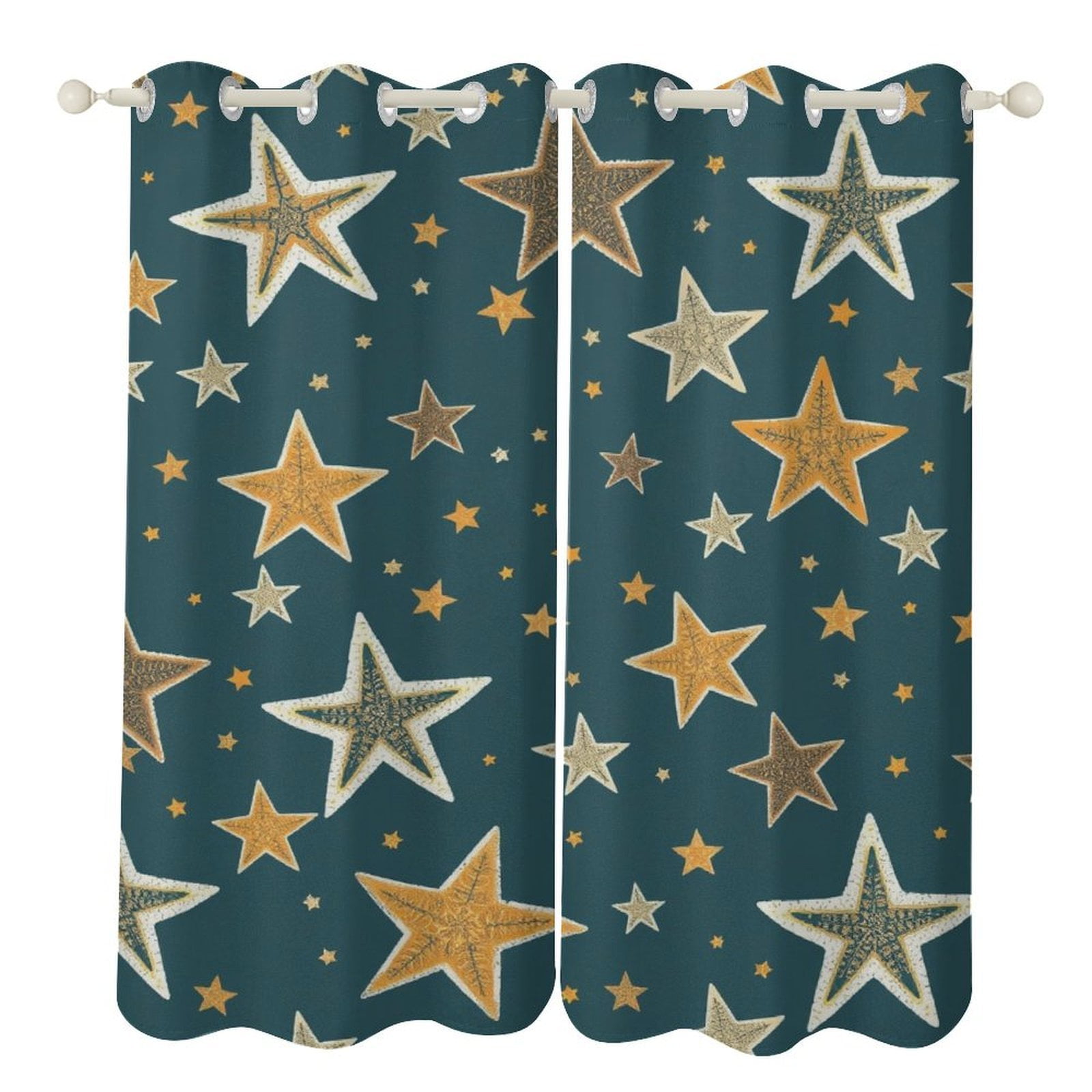 2 Panels Starry Night Pattern Curtains for Bedroom Living Room Drapes ...