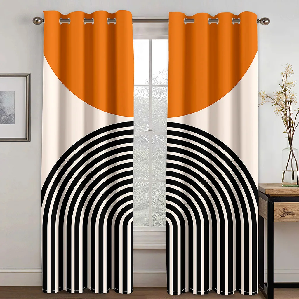 2 Panels Sun Abstract Geometric Modern Simplicity Semi-blackout Thin ...