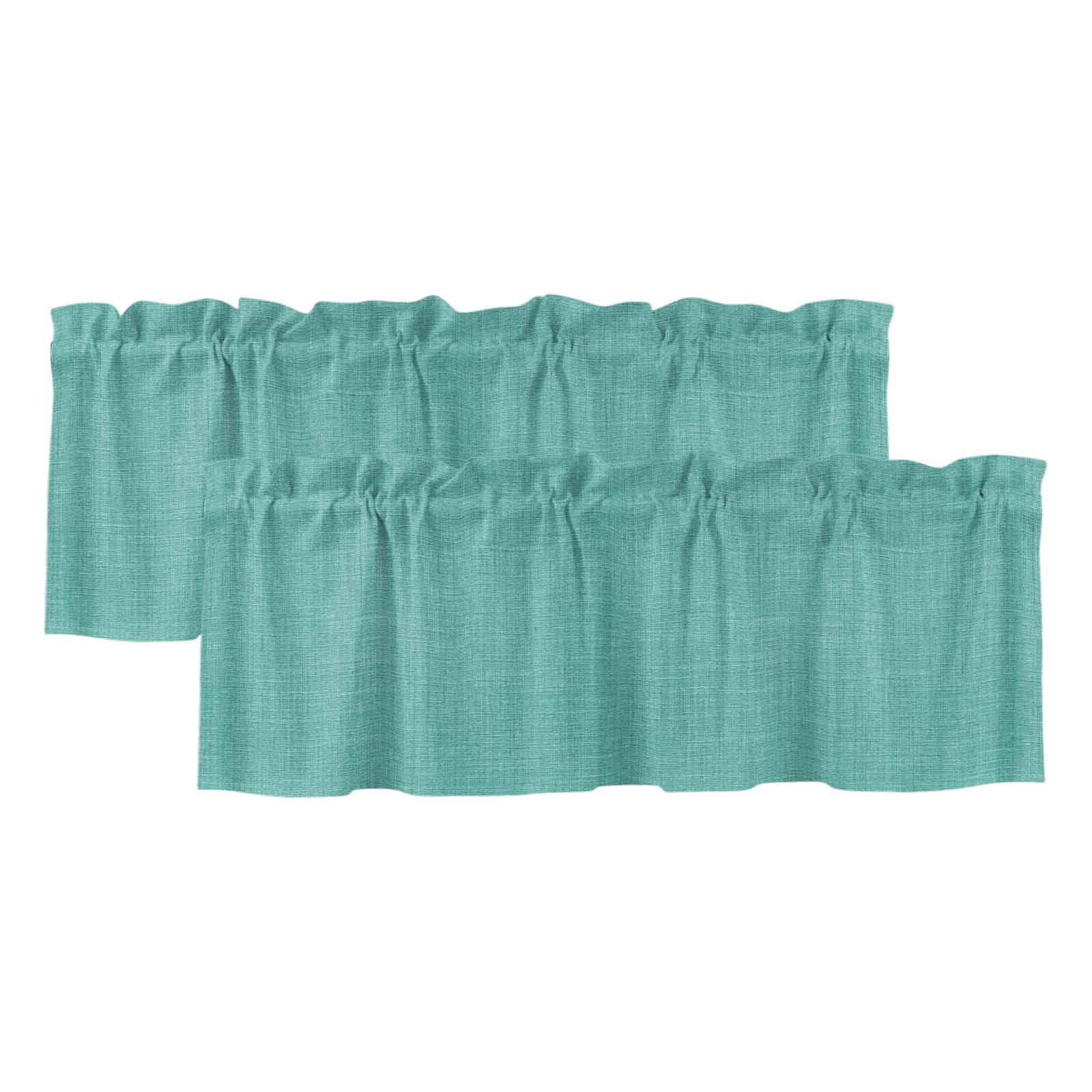 2 Panels Teal Valance for Windows, Farmhouse Burlap Solid Green Color ...