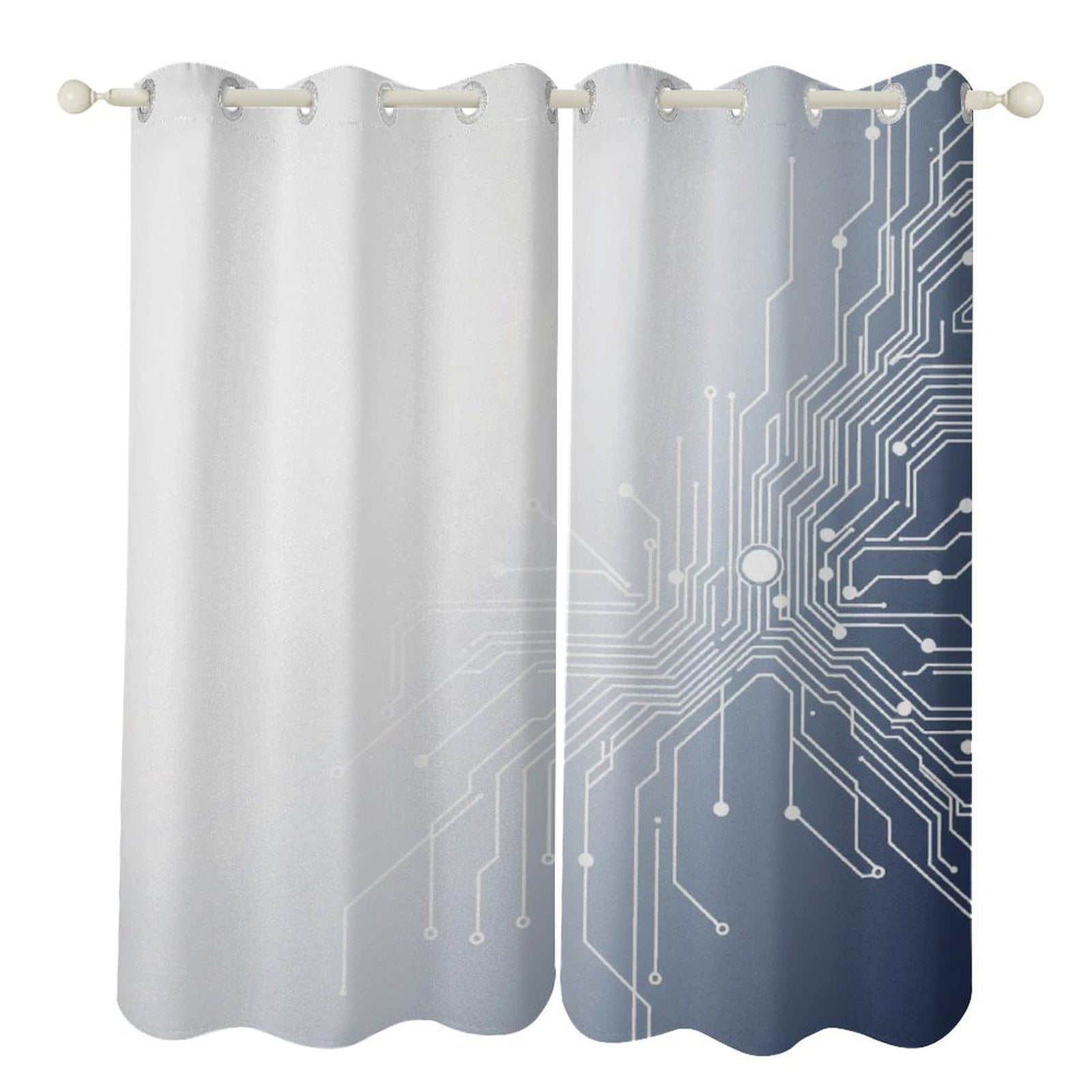 2 Panels Tech Circuit Background Curtains for Bedroom Living Room ...
