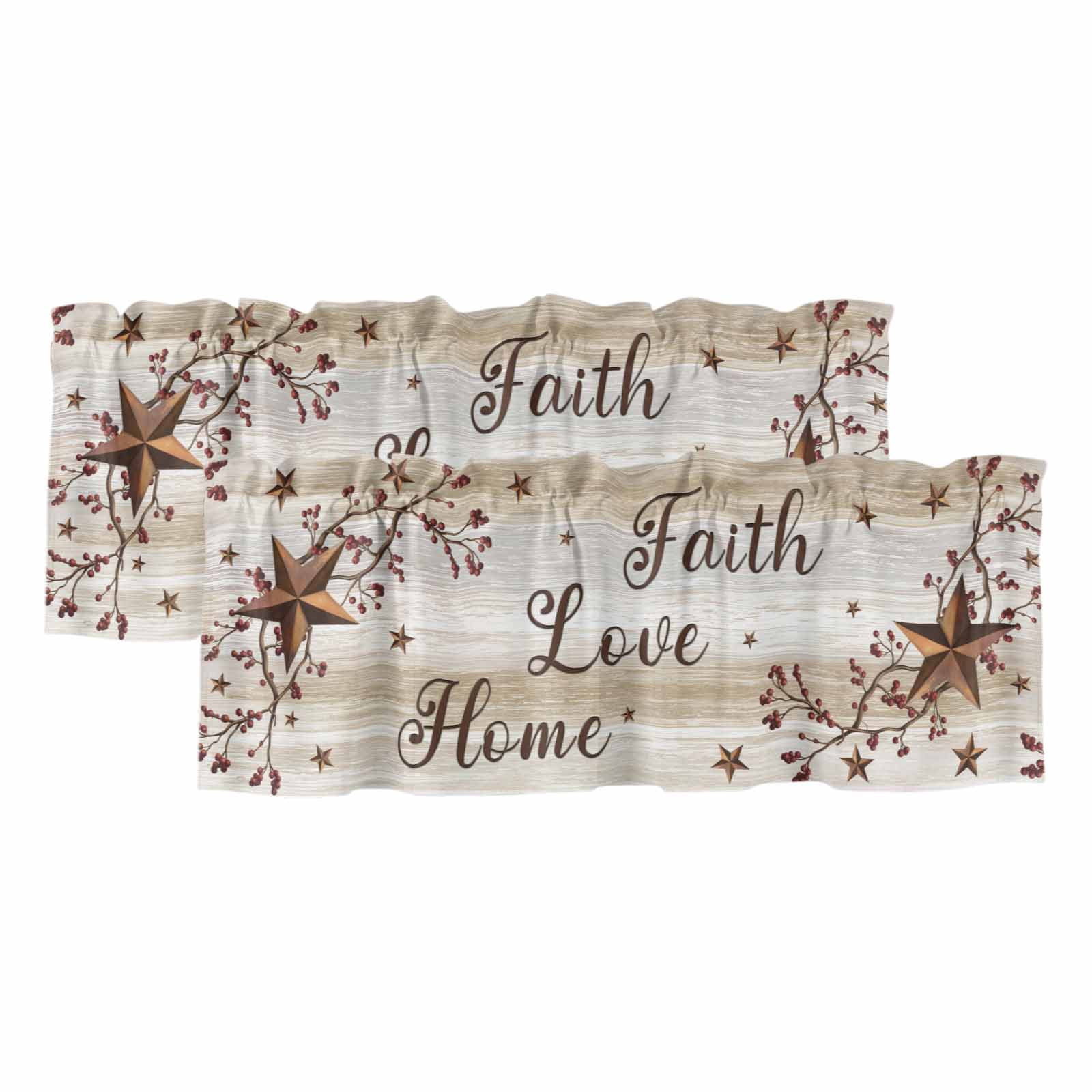 2 Panels Texas Star Brown Valance for Windows, Farmhouse Retro Branches ...
