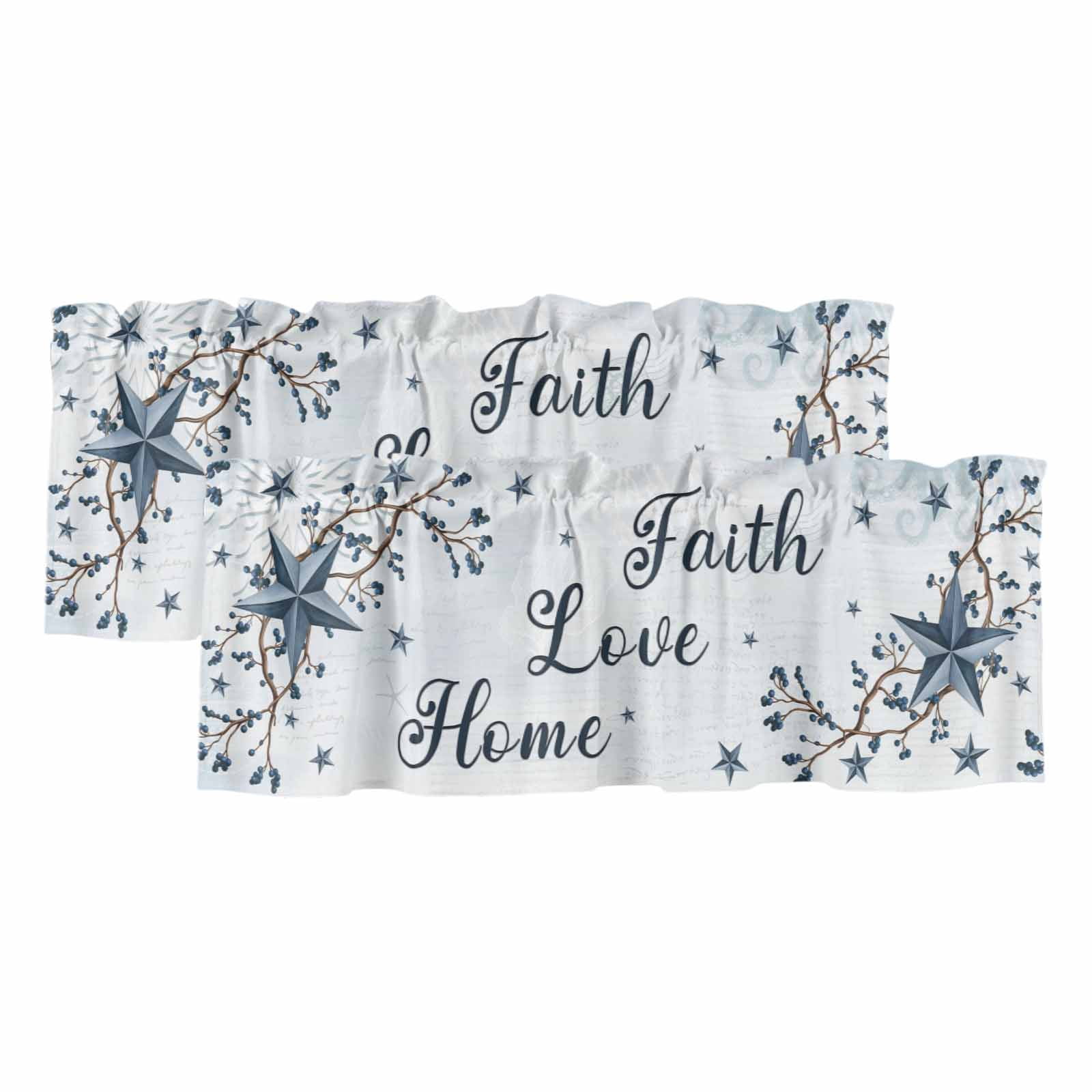 2 Panels Texas Star Country Valance for Windows, Blue Farmhouse ...
