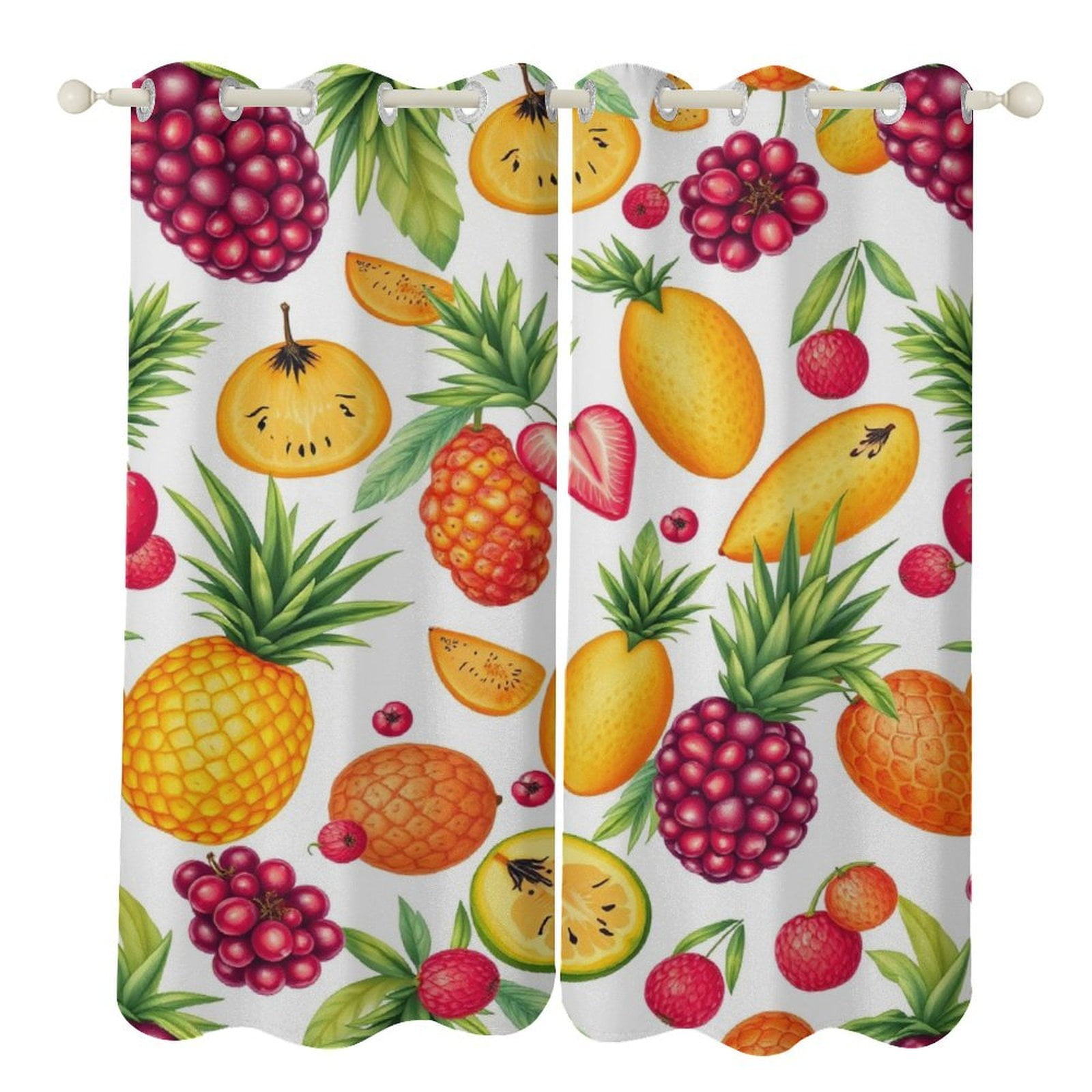 2 Panels Tropical Fruit Pattern Curtains for Bedroom Living Room Drapes ...