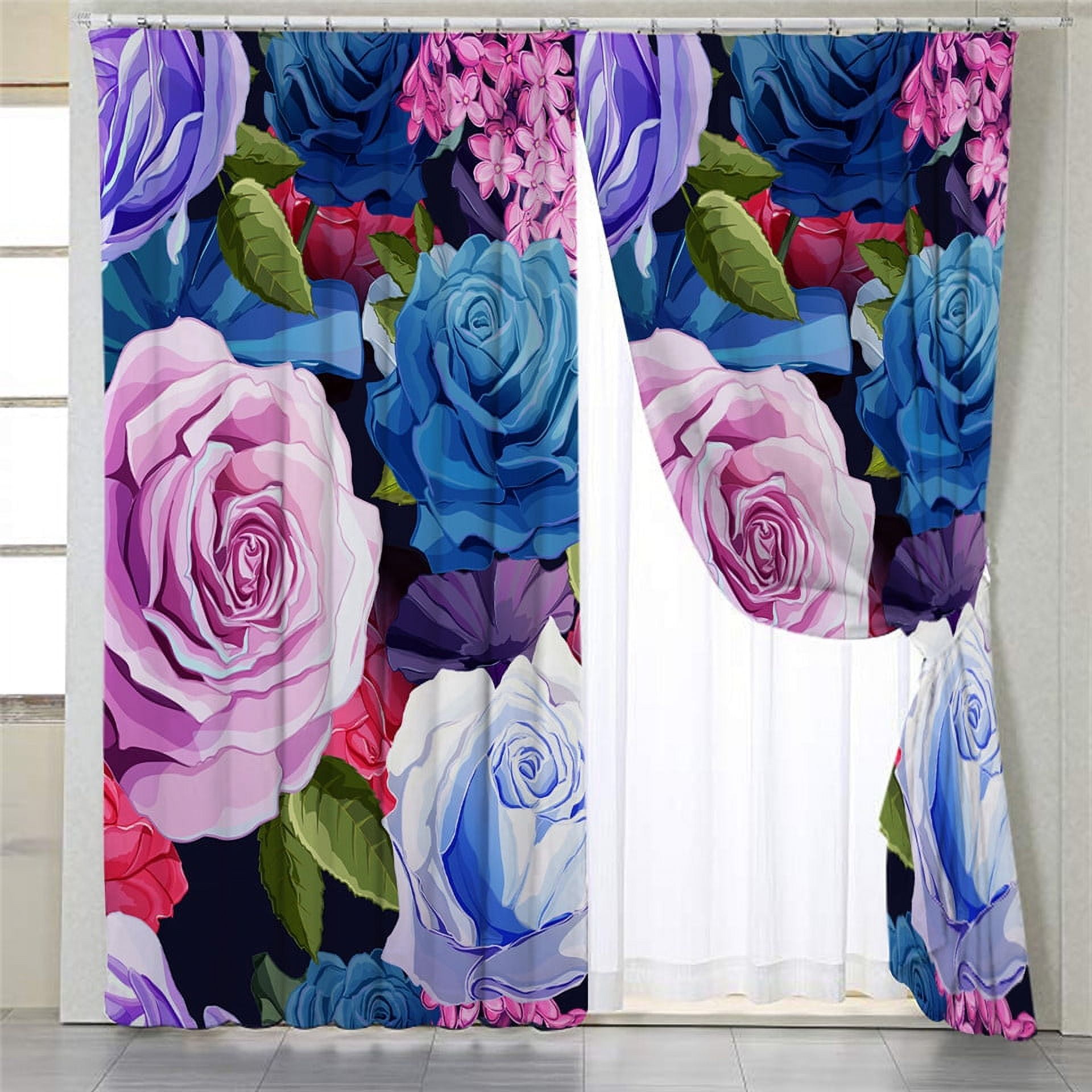 2 Panels Tropical Plants Palm Coconut Tree curtains Sunset Curtains for ...