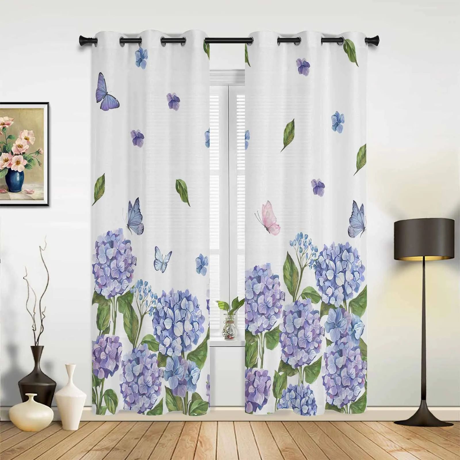 2 Panels Vintage Flower Leaf Abstract Curtains for Bedroom Living Room ...