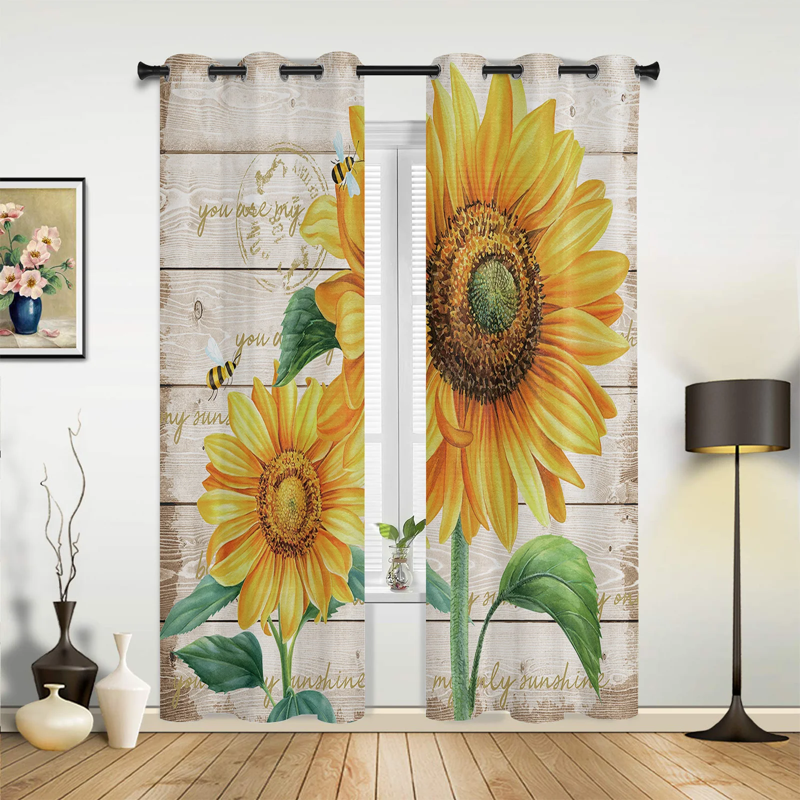 2 Panels Vintage Flower Leaf Abstract Curtains for Bedroom Living Room ...