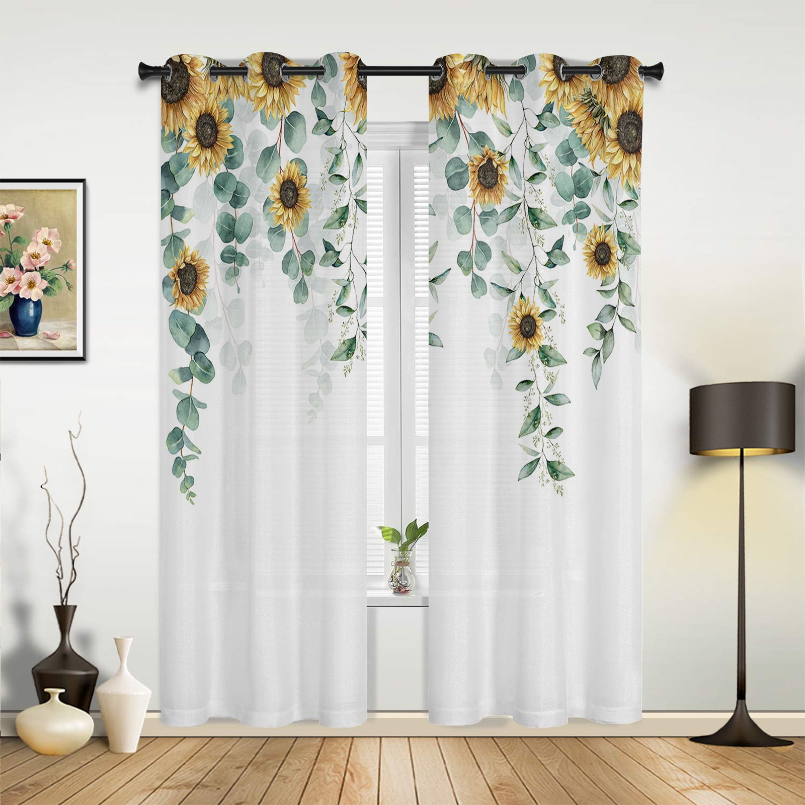 2 Panels Watercolor Eucalyptus Leaves Rustic Retro Curtains for Bedroom ...