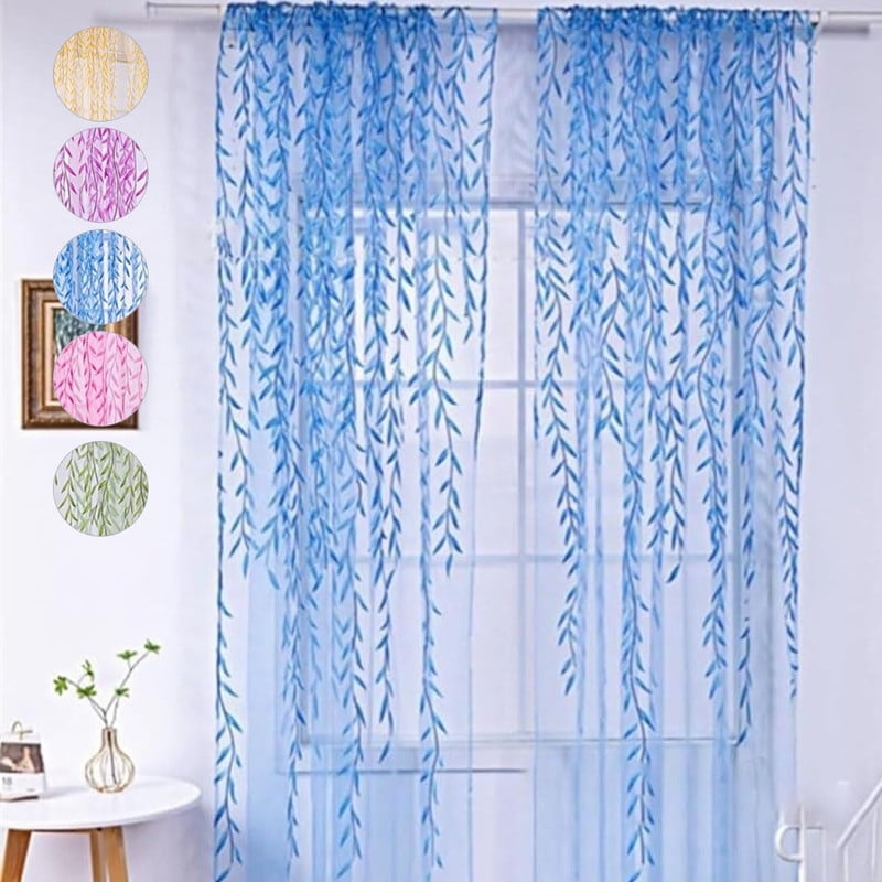 2 Panels Weeping Willow Curtains, Weeping Willow Sheer Curtains ...