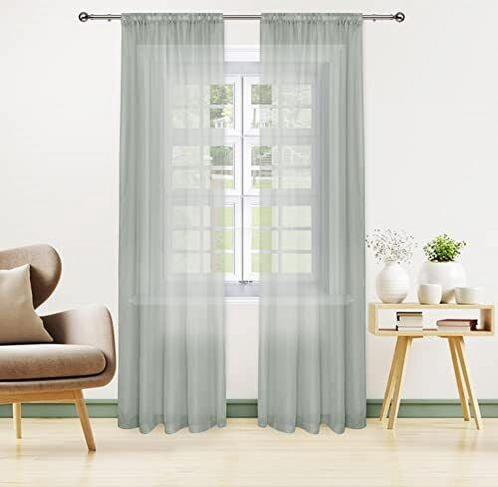 2 Panels White Sheer Curtains Voile, Sheer Voile 54" W x 84" L ...