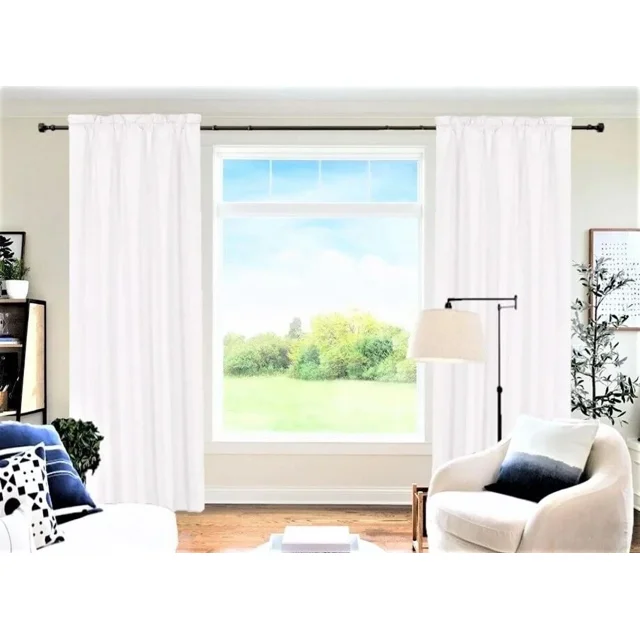 2 Panels White Solid Blackout Thermal Rod Pocket Foam Lined Window ...