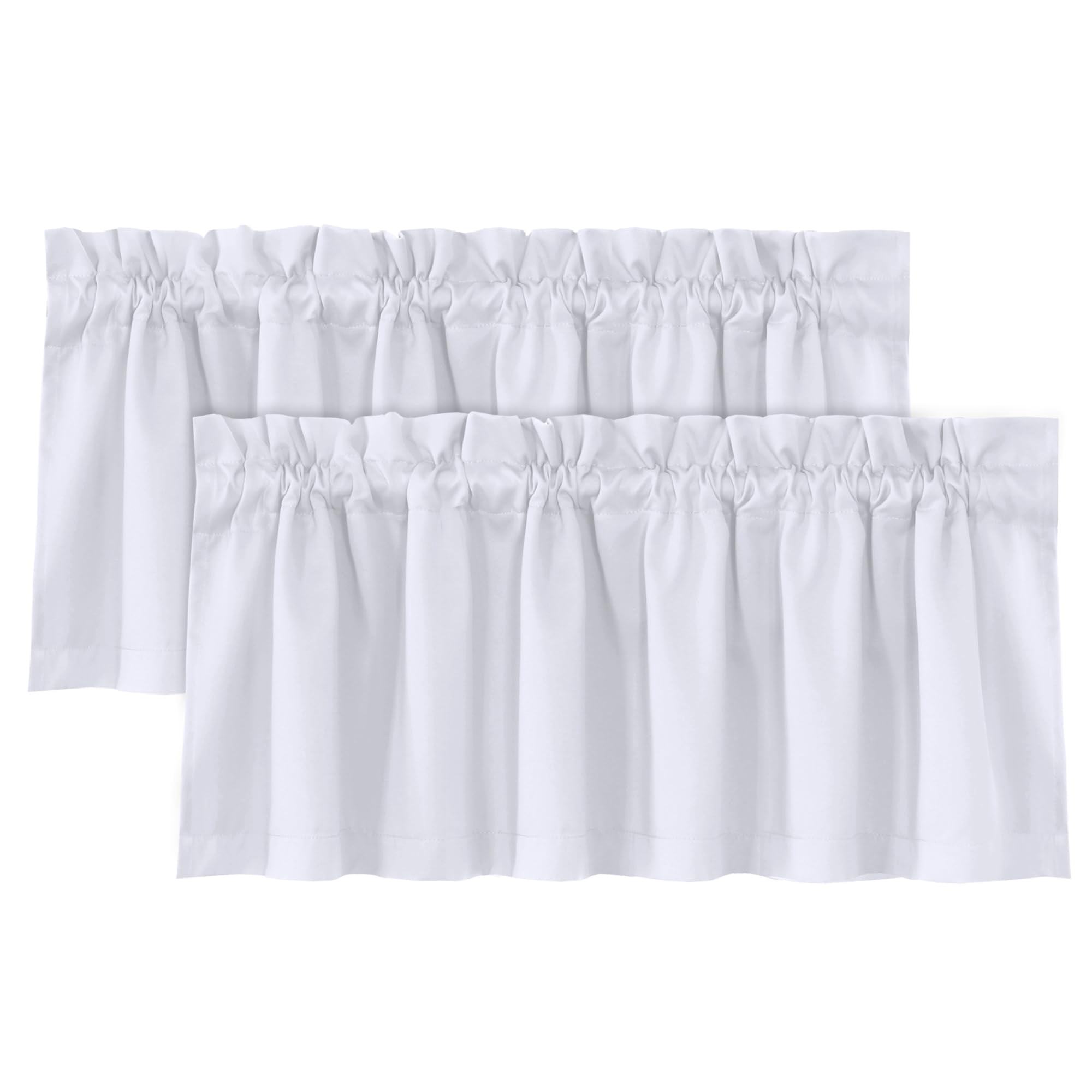 2 Panels White Valance for Windows, Natural Blackout Curtains Valances ...