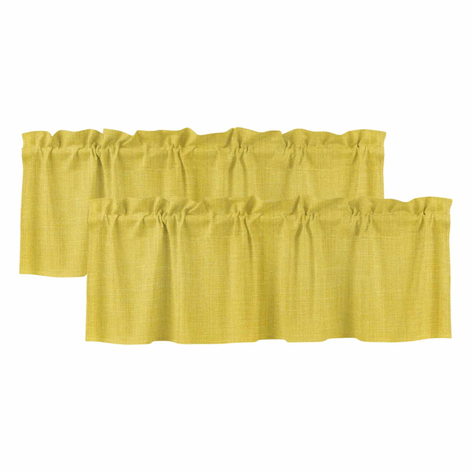 2 Panels Yellow Valance for Windows, Farmhouse Burlap Solid Yellow ...