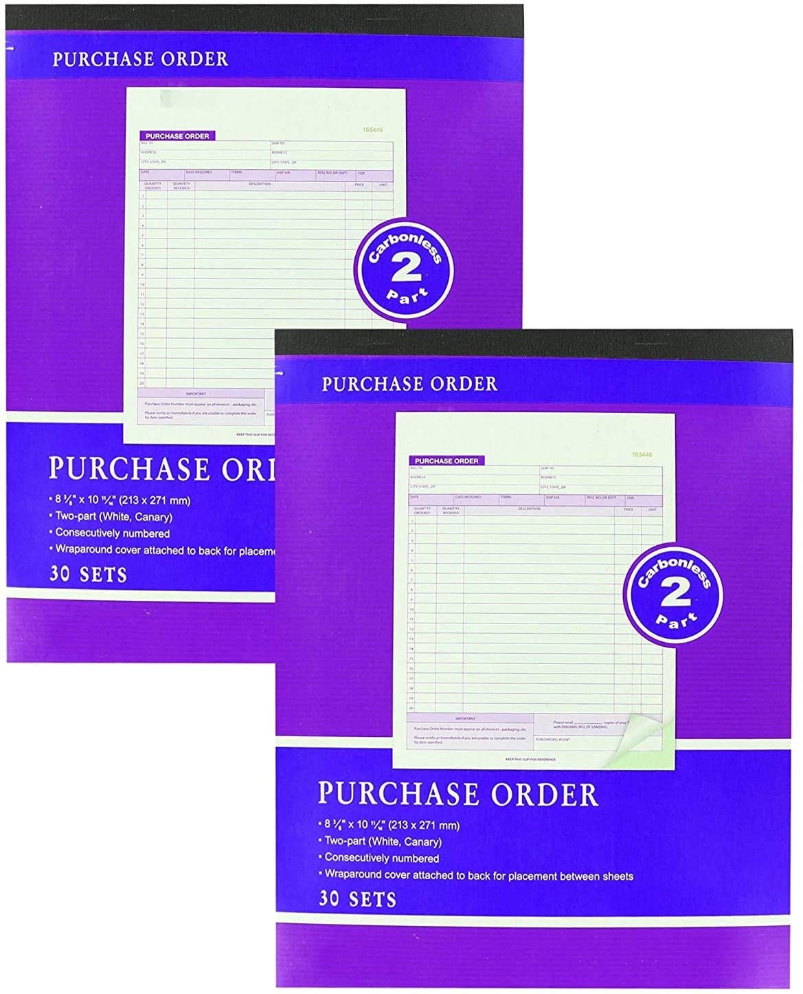2-Part Carbonless Purchase Order Book Cash or Rent Receipt General ...