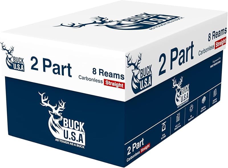 2 Part Reverse Carbonless NCR Paper, 8 Reams, 8.5" x 11" Collated Paper ...